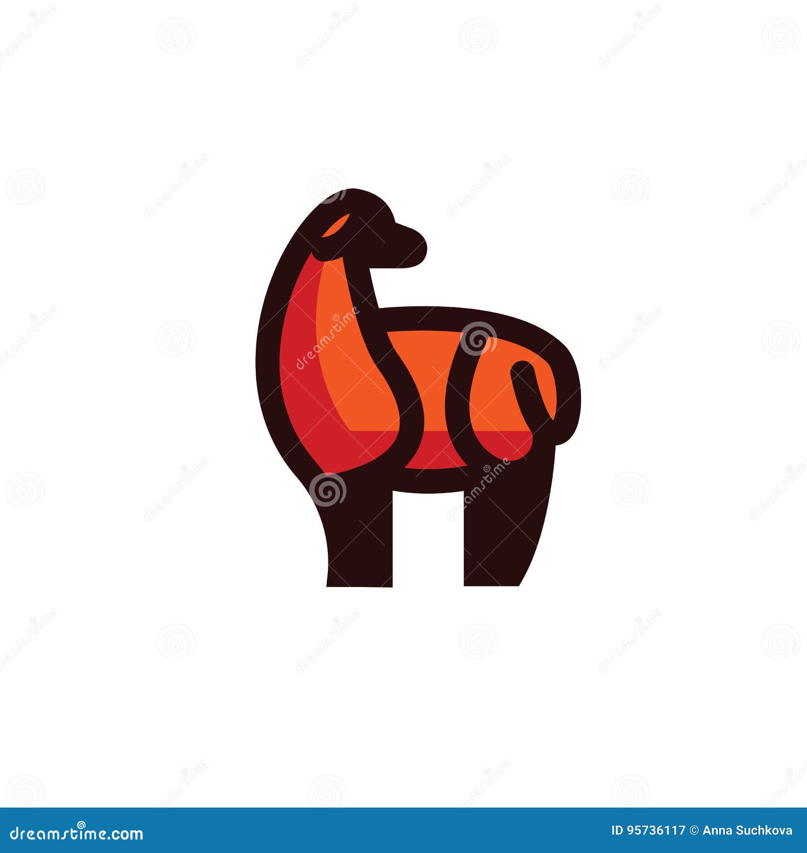 Kleur Gestileerde Tekening Van De Status Van Lama Vector Illustratie ...