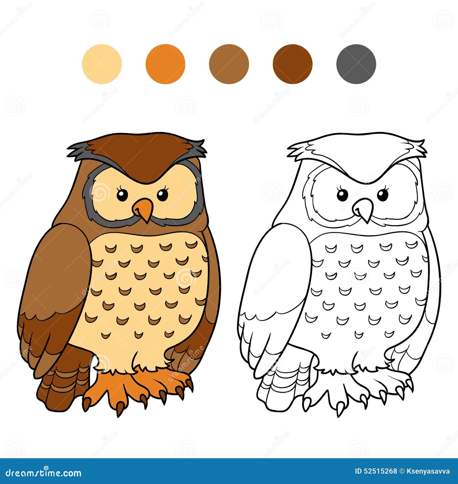 Kleurend boek (uil) vector illustratie. Illustration of veren - 52515268