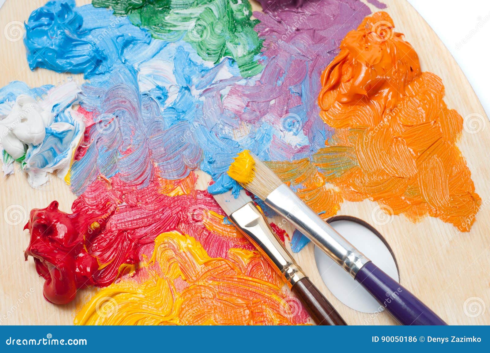 Kleurenpalet Met Multi-colored Verven Stock Foto - Image of blauw ...