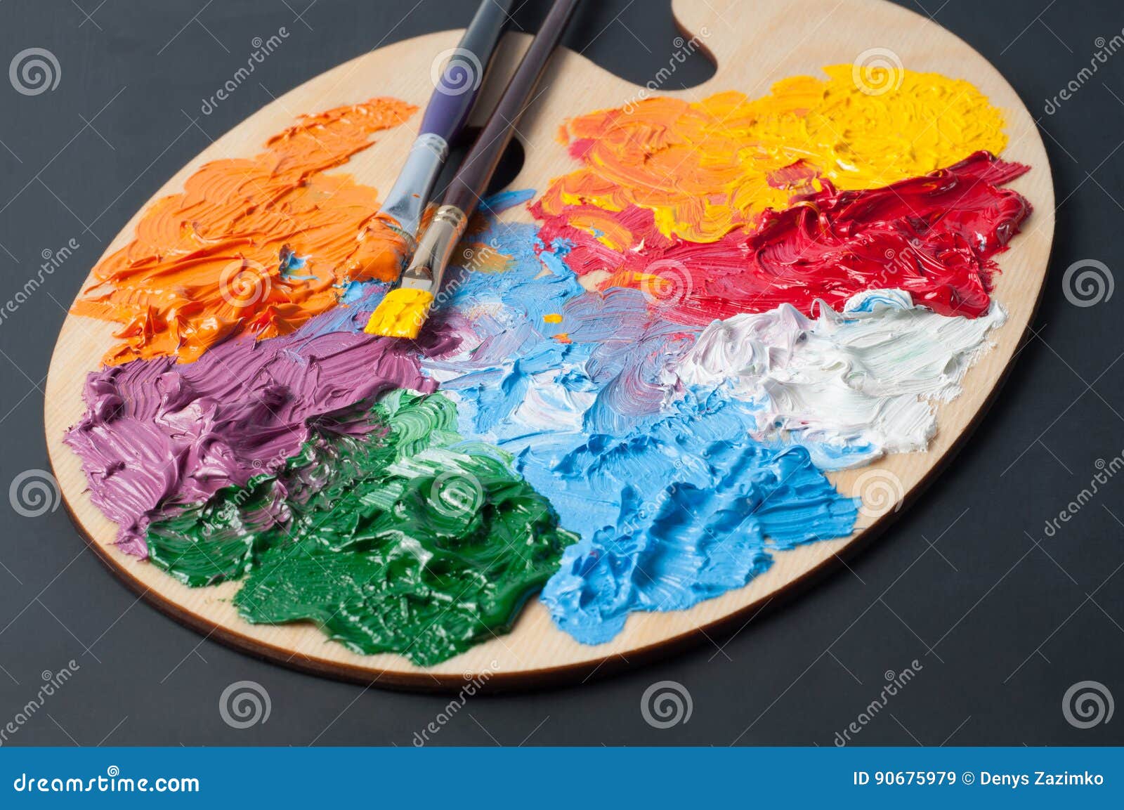 Kleurenpalet Met Multi-colored Verven Stock Afbeelding - Image of ...