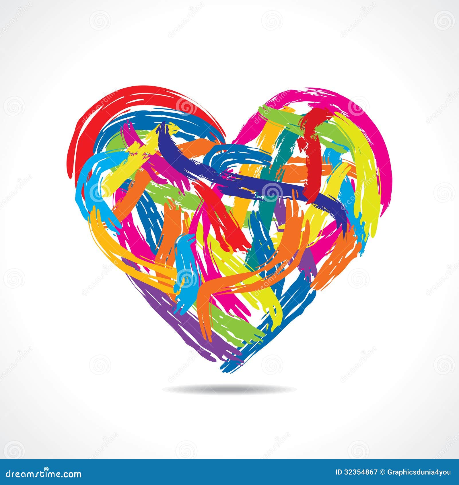 Kleurrijk Hart Met Verfslagen Vector Illustratie - Illustration of ...