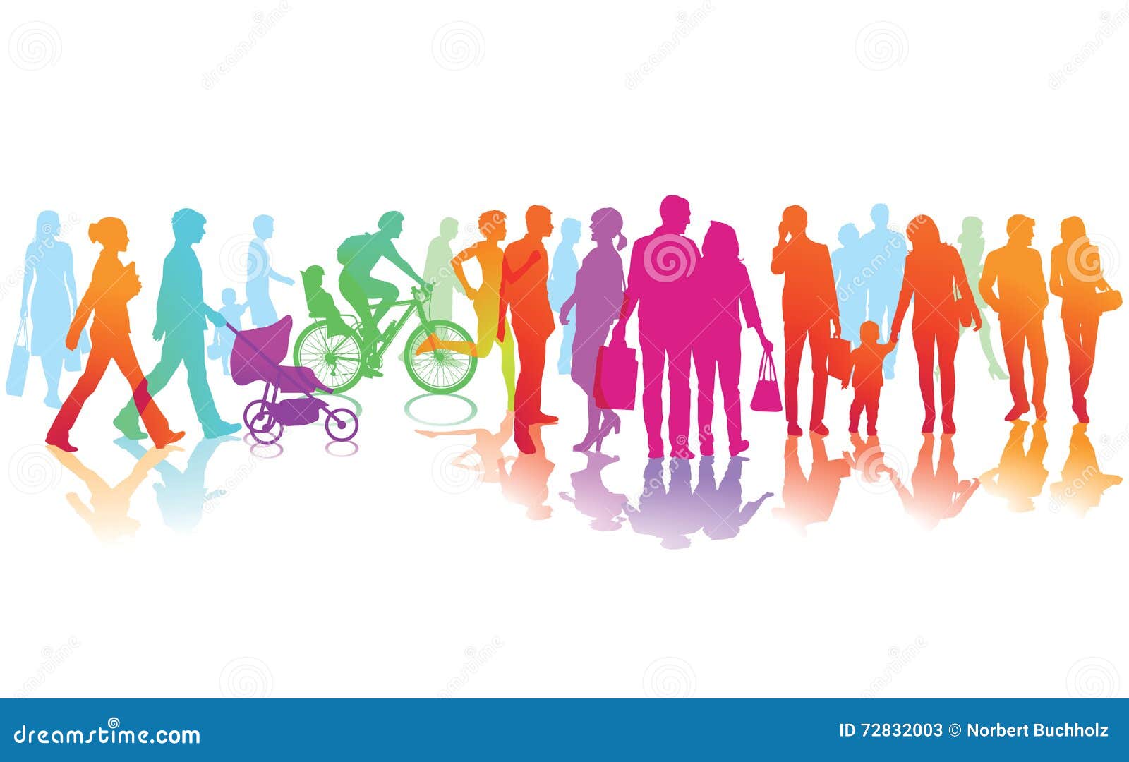 Kleurrijke Silhouetten Van Bewegende Mensen Vector Illustratie ...