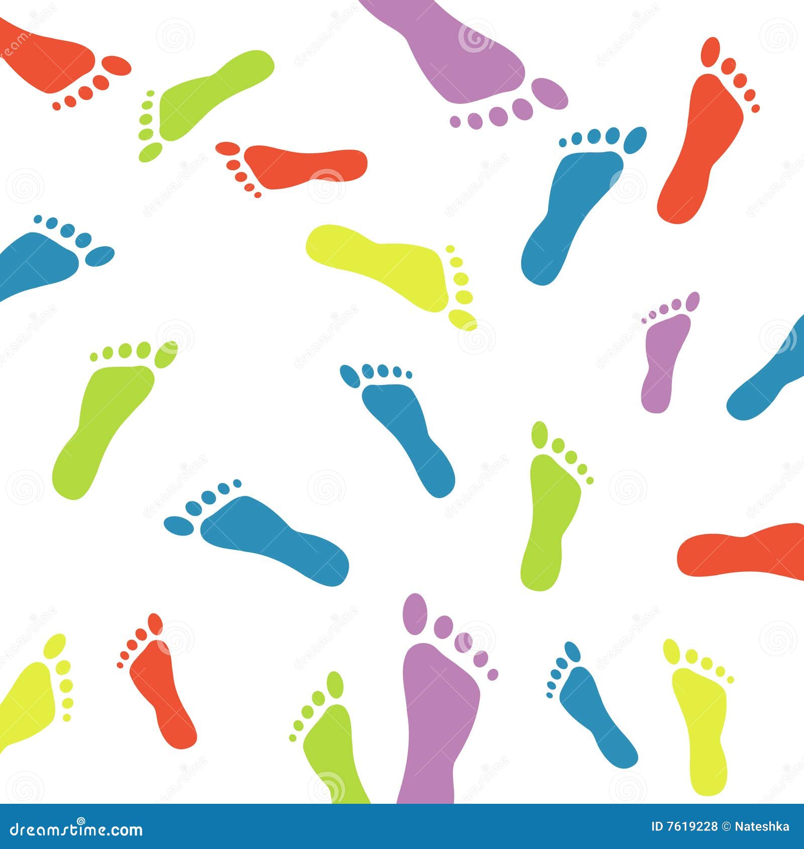 Kleurrijke voetafdrukken vector illustratie. Illustration of enig - 7619228