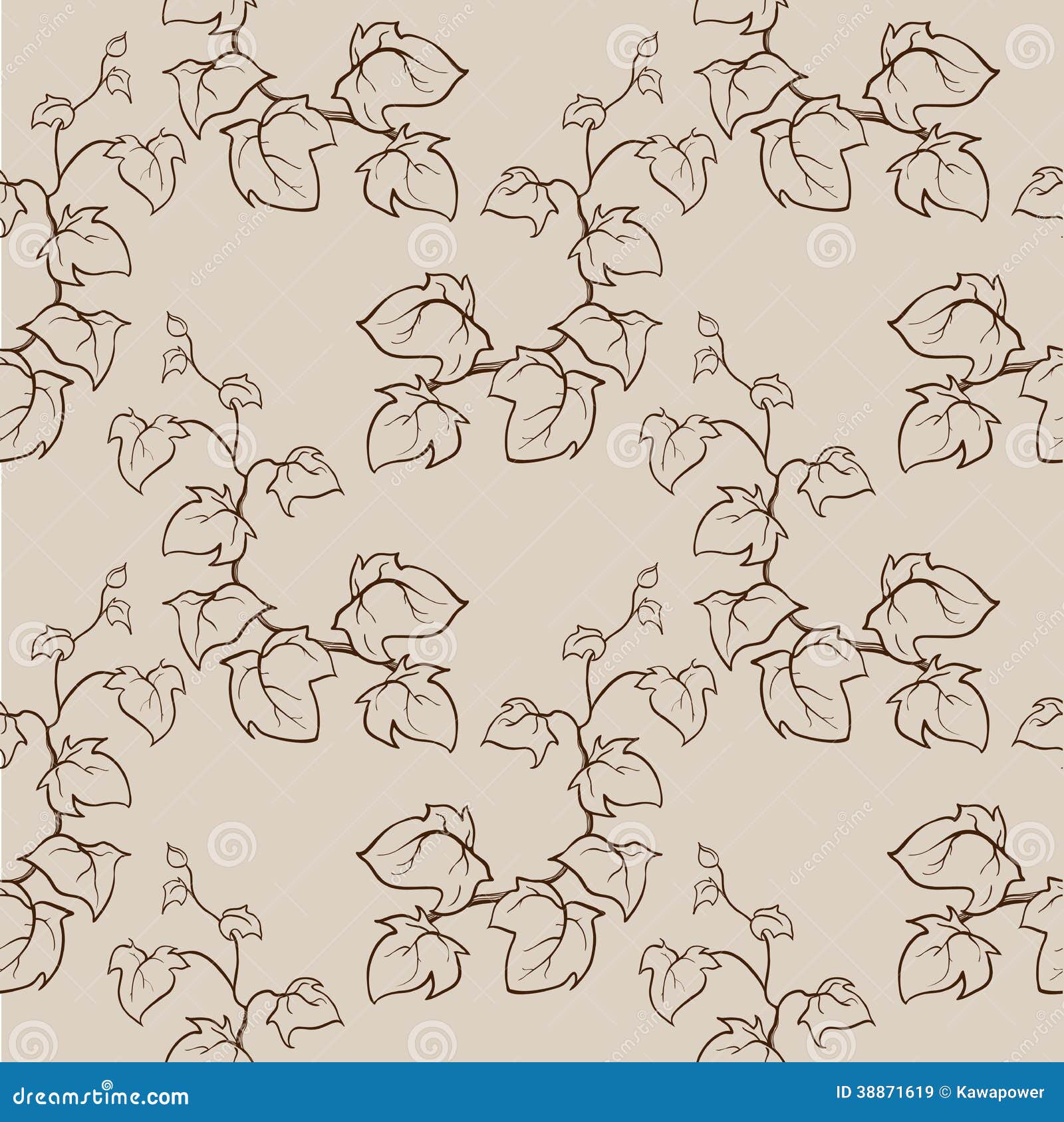 Klimop Vectorhand Getrokken Naadloos Patroon Vector Illustratie ...