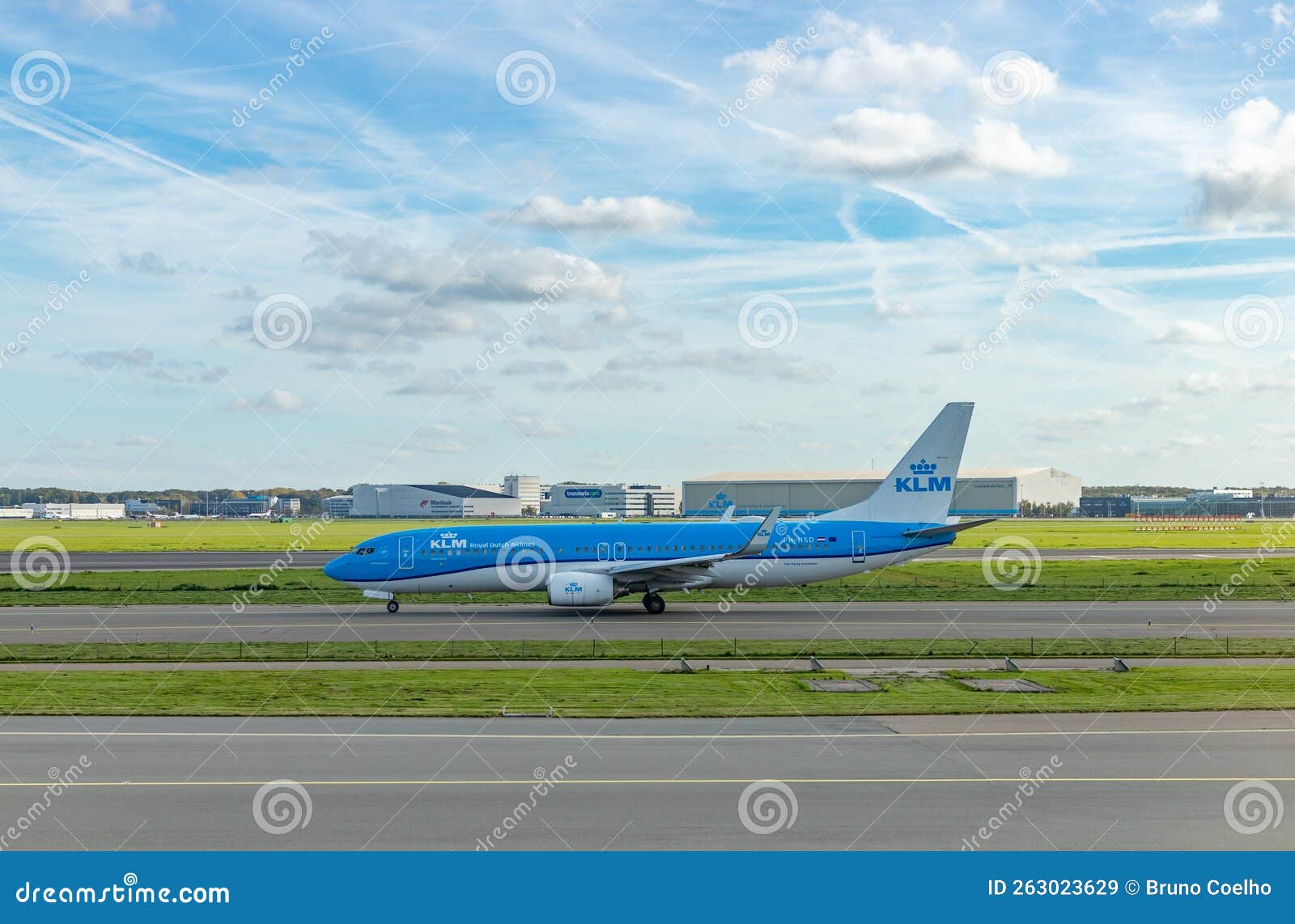 KLM Plane on Runway editorial stock image. Image of asphalt - 263023629