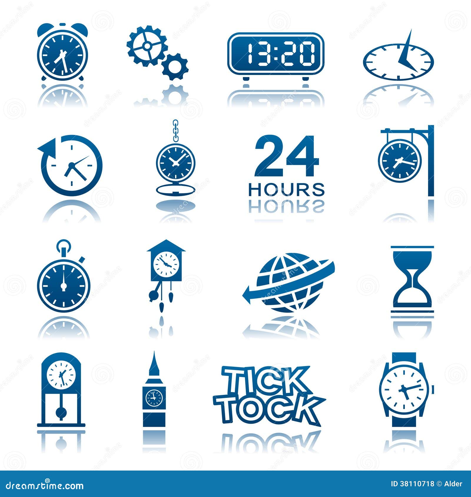 Klocka- och klockasymboler vektor illustrationer. Illustration av ...