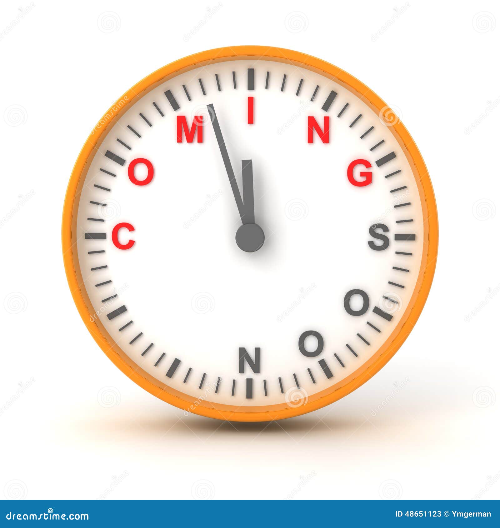 Klok Die Met Spoedig 3d Tekst, Geeft De Komen Terug Stock Illustratie ...