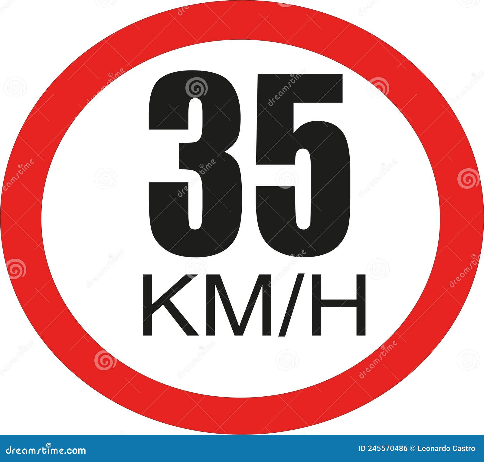 35 km per hour road sign stock illustration. Illustration of cartoon ...
