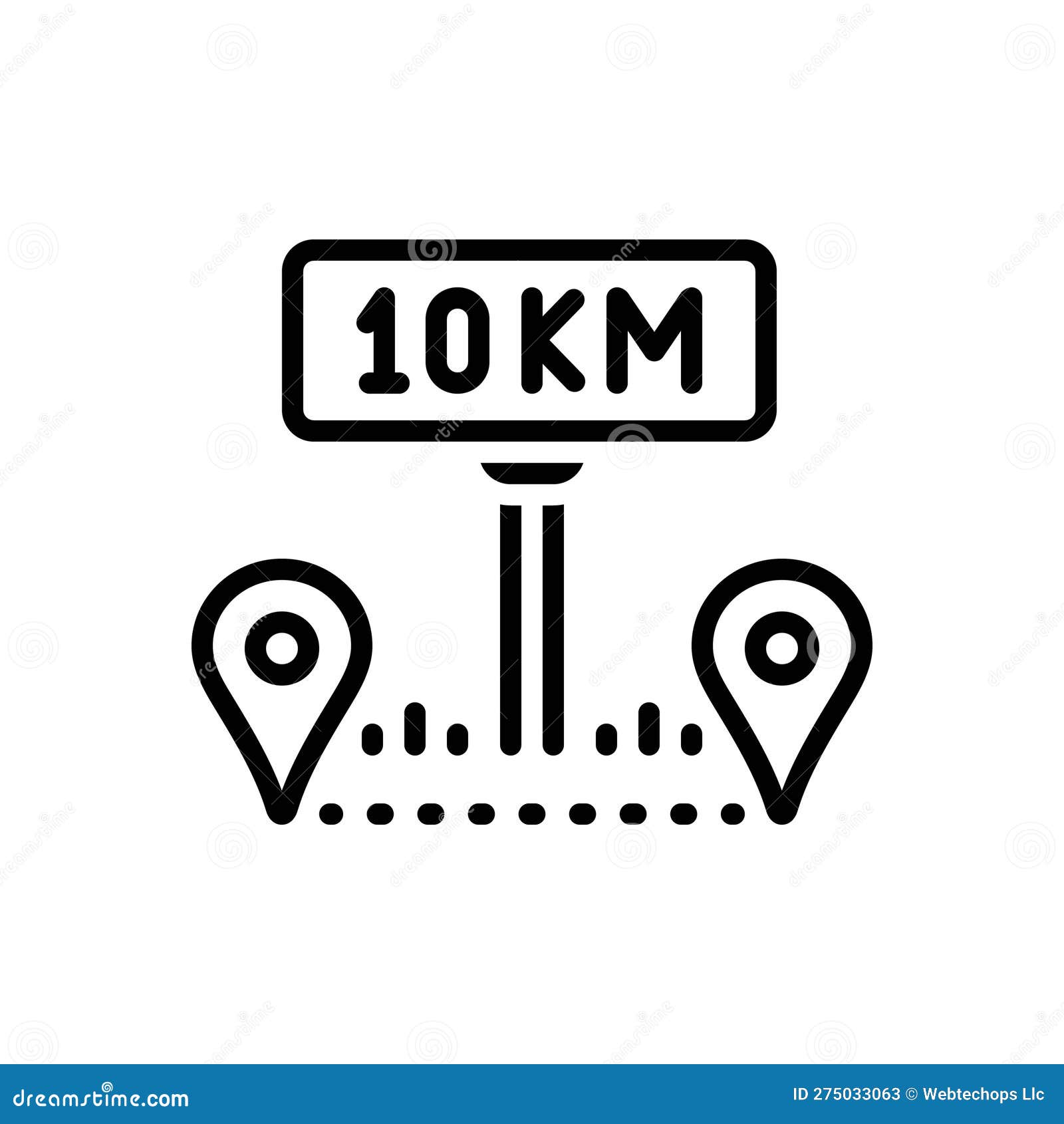 Black Line Icon for Km Location, Direction and Travel Stock Vector ...