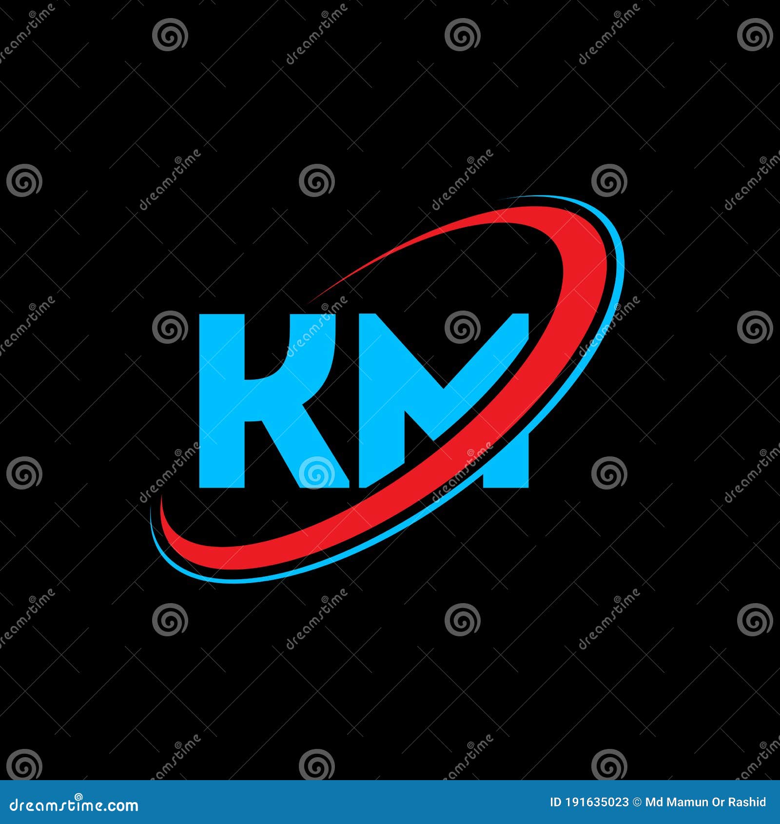 KM K M Letter Logo Design. Initial Letter KM Linked Circle Uppercase ...