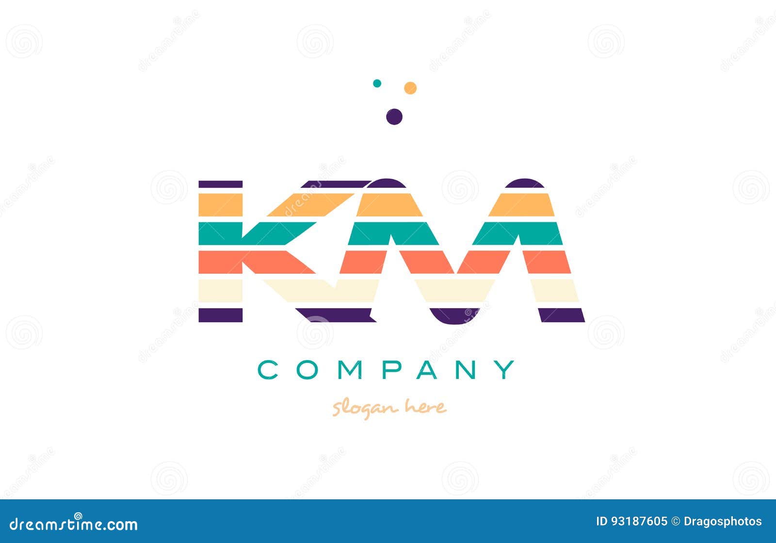 Km K M Line Stripes Pastel Color Alphabet Letter Logo Icon Template Vector Stock Vector