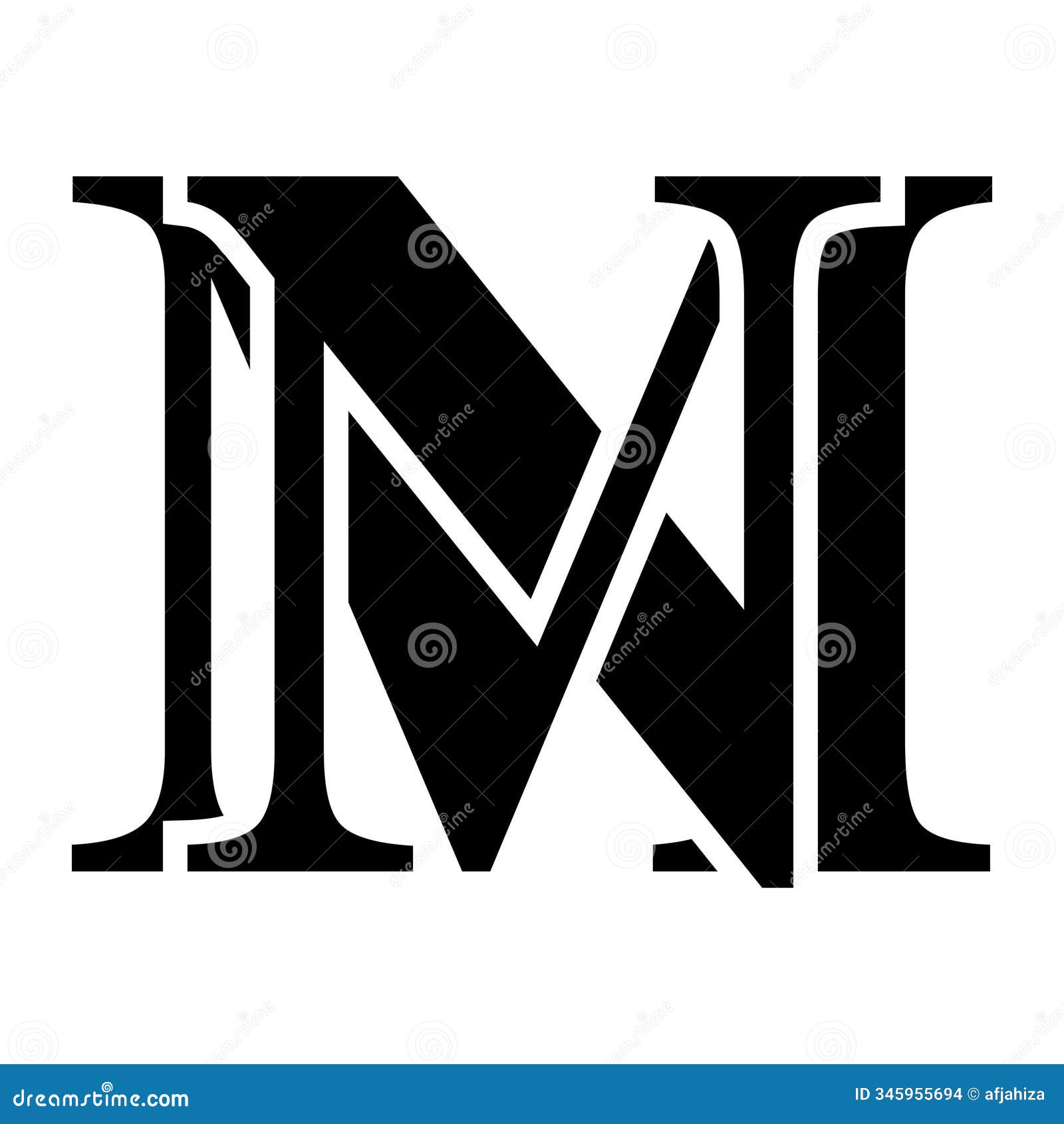 NM Letter Black Logo Icon Template 1 Stock Illustration - Illustration ...