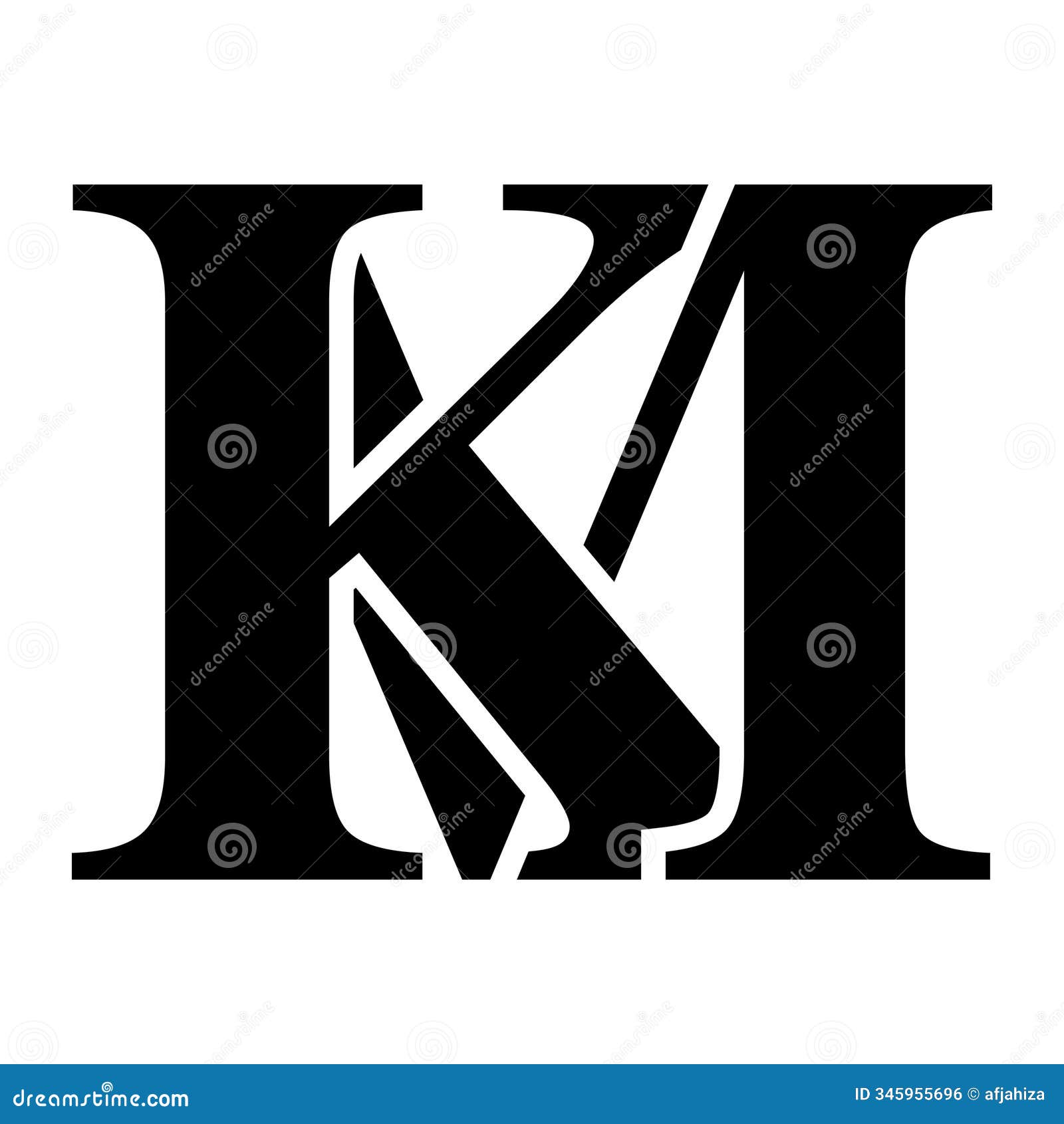 KM Letter Black Logo Icon Template 1 Stock Illustration - Illustration ...