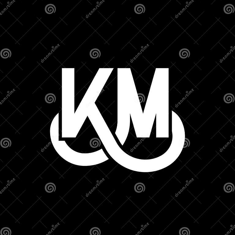 KM Letter Logo Design on Black Background. KM Creative Initials Letter ...