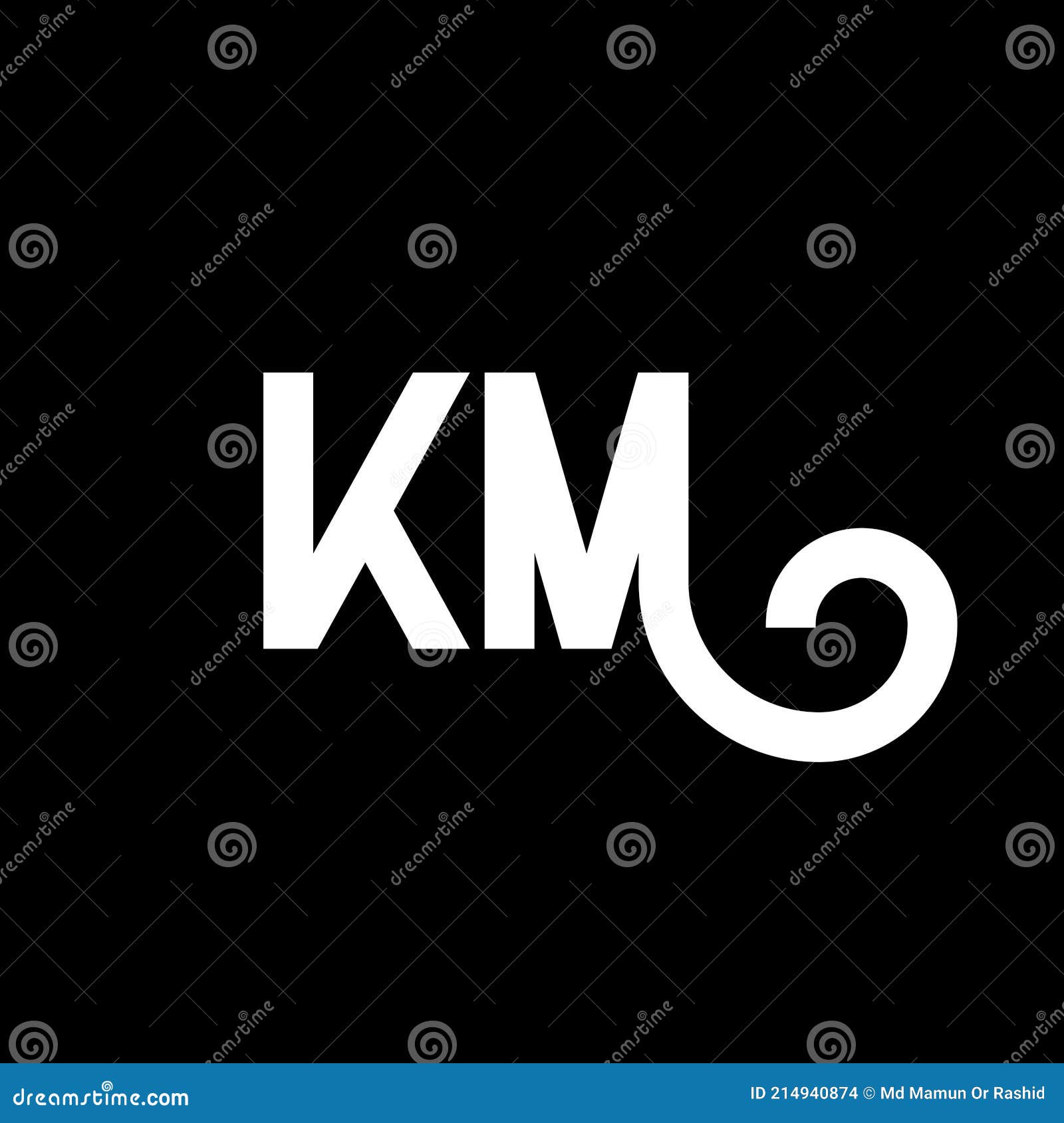 KM Letter Logo Design on Black Background. KM Creative Initials Letter ...