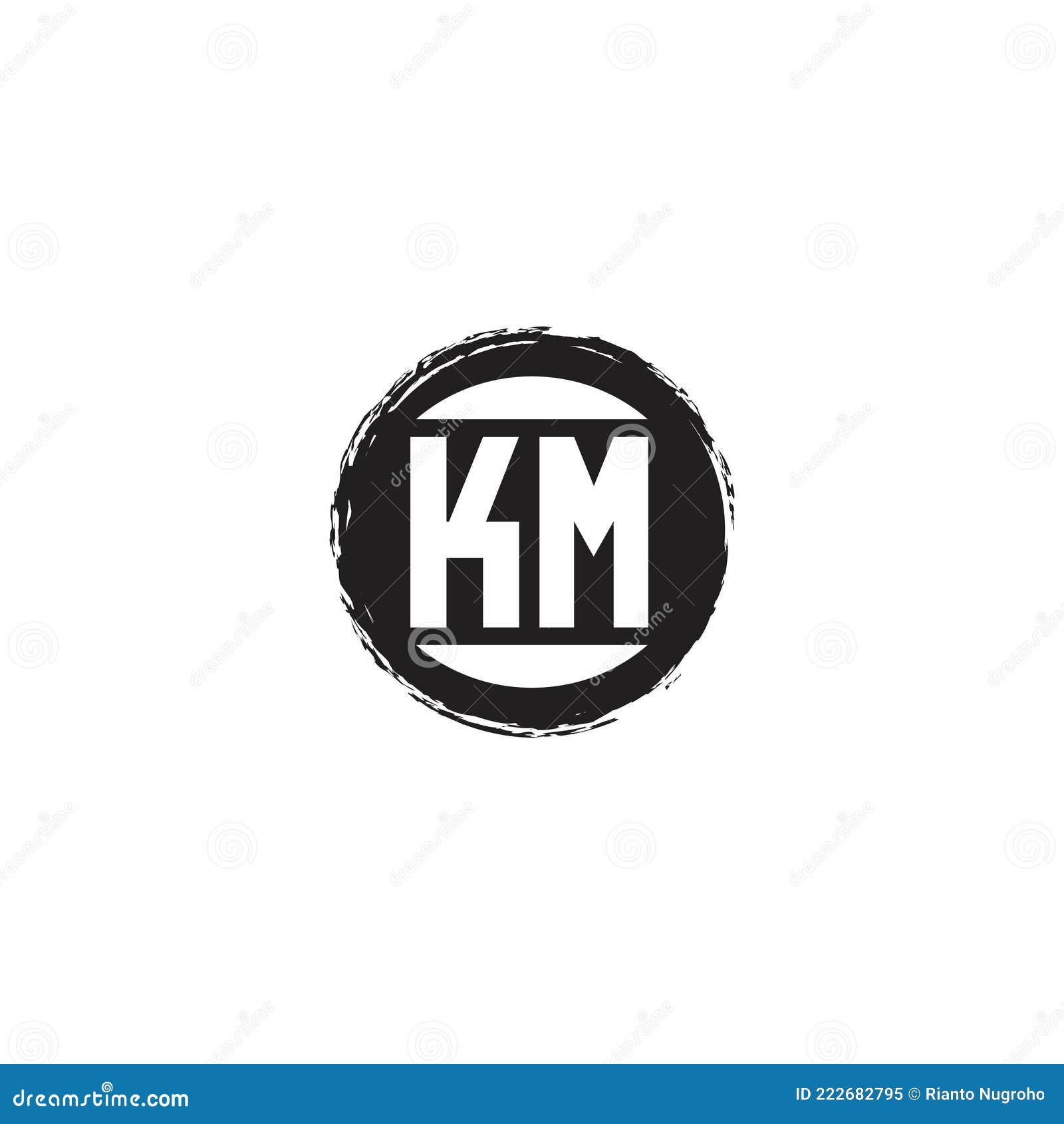 KM Logo Initial Letter Monogram with Abstrac Circle Shape Design ...