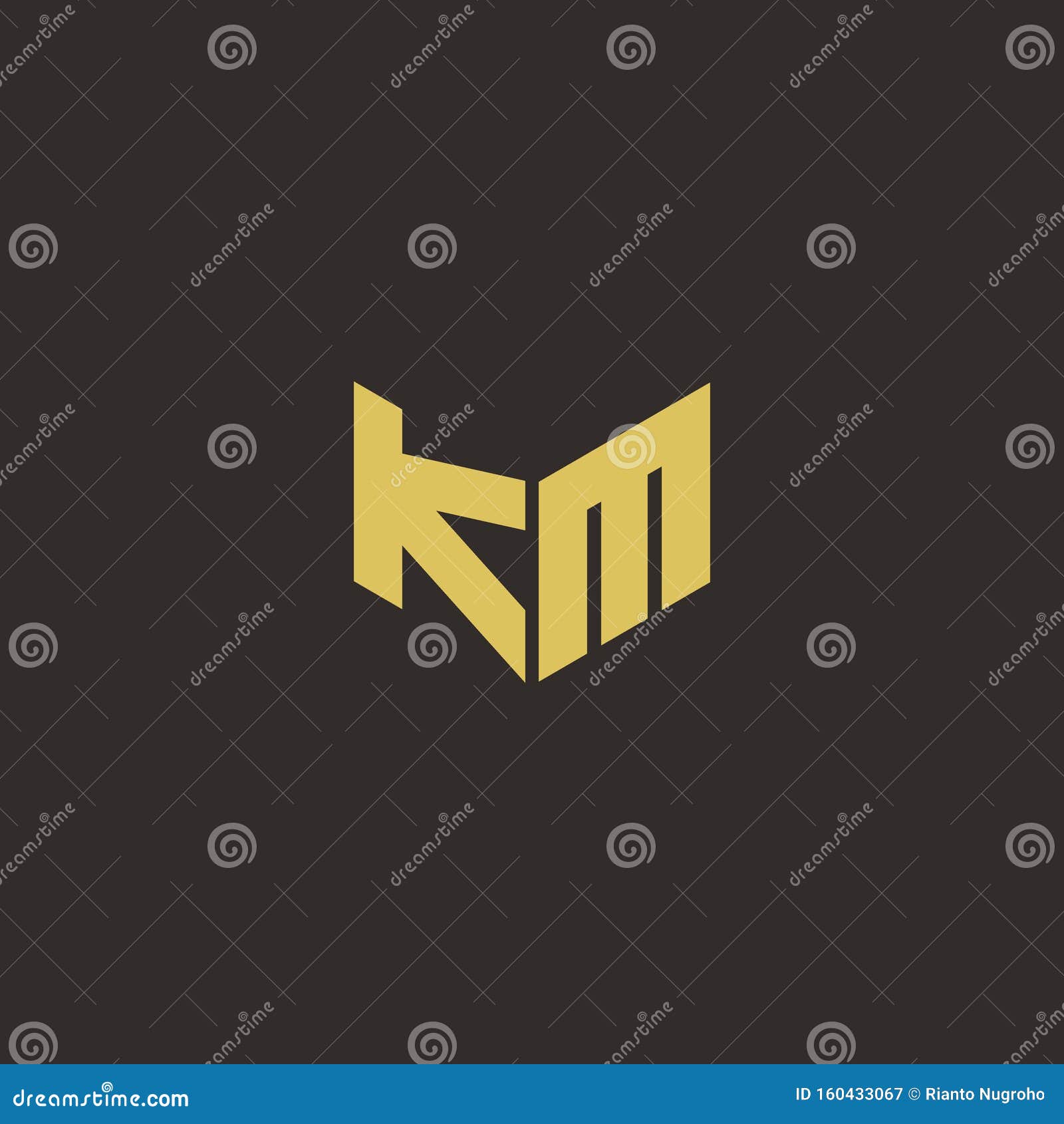 KM Logo Letter Initial Logo Designs Template with Gold and Black ...