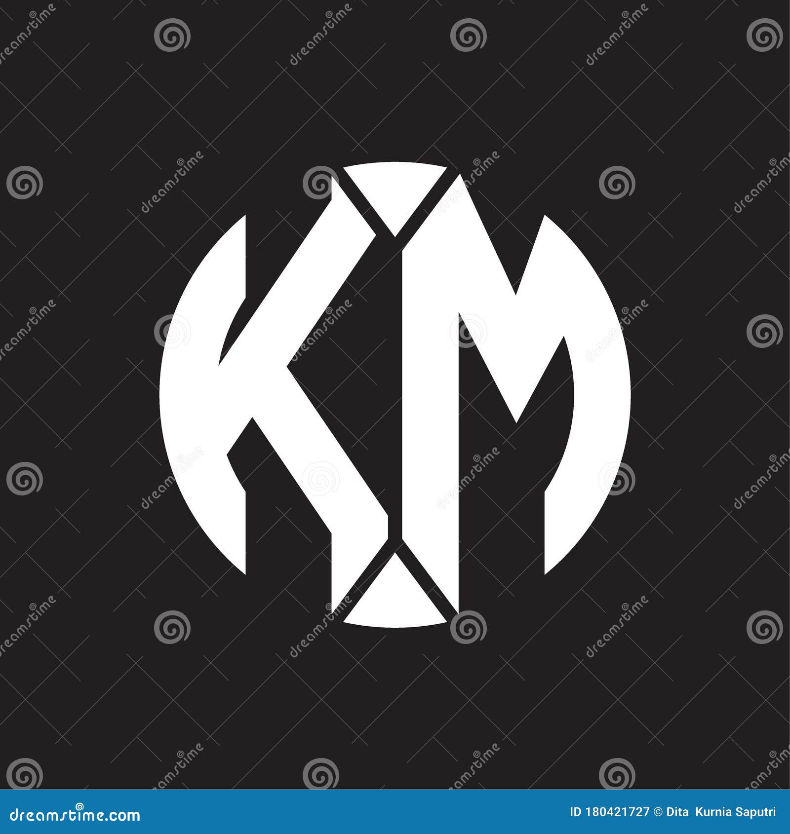 KM Logo Monogram with Piece Circle Ribbon Style Stock Vector ...