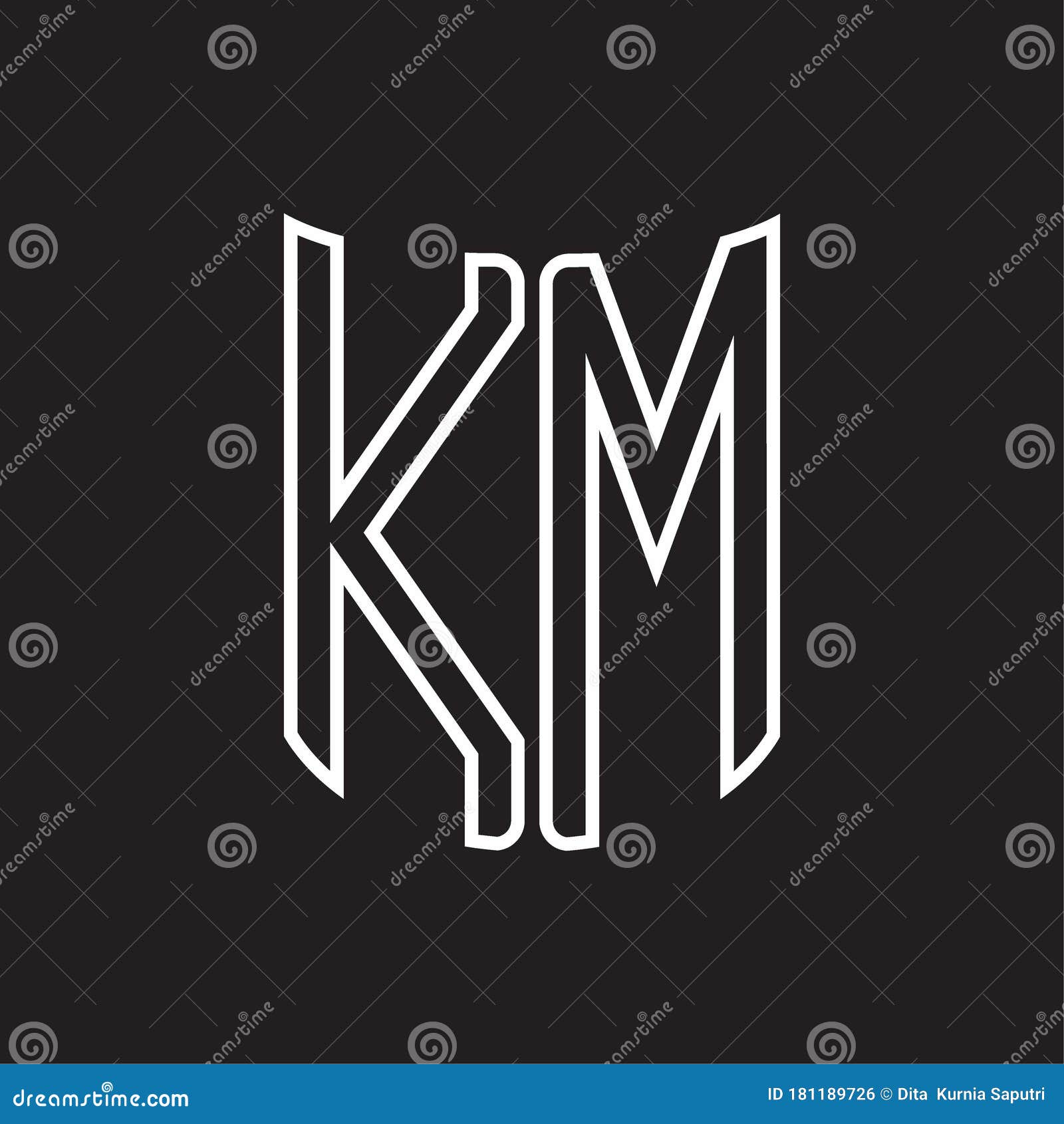 KM Logo Monogram with Ribbon Style Outline Design Template Stock Vector ...