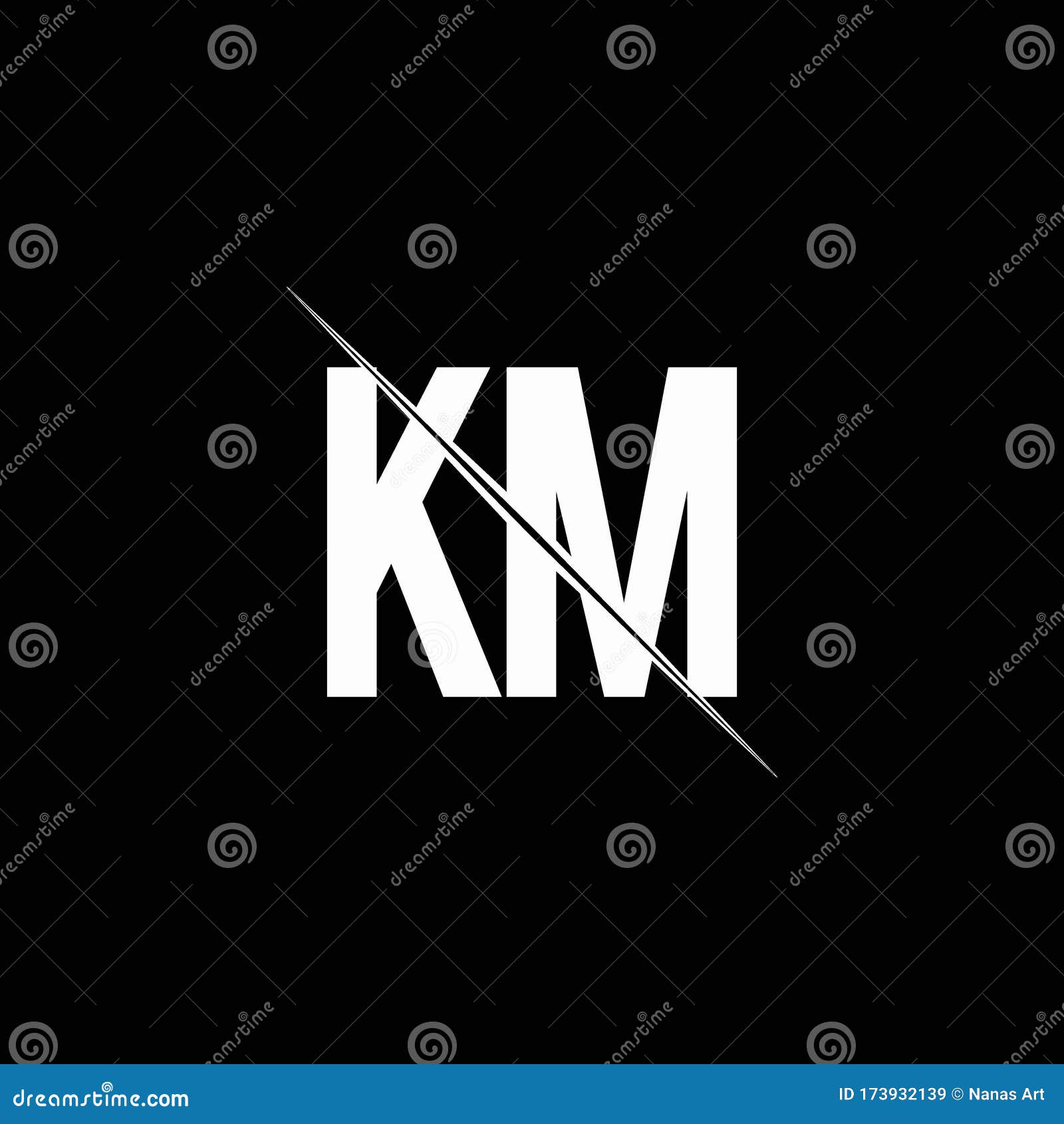 KM Logo Monogram with Slash Style Design Template Stock Vector ...