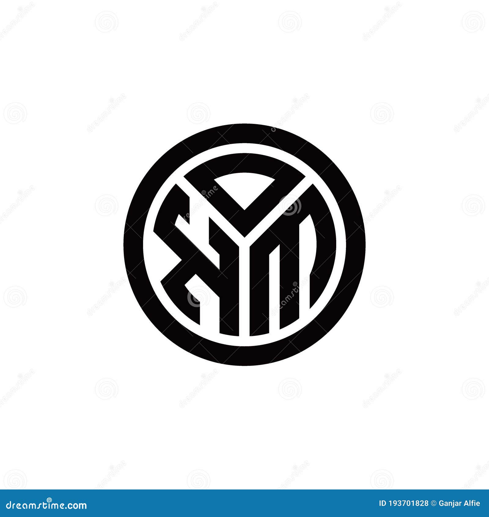 KM Monogram Logo with Circle Outline Design Template Stock Vector ...