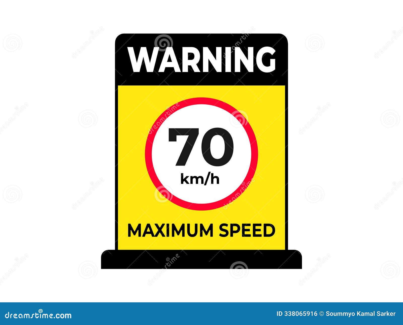 70 Km Per Hour Maximum Speed Limit Traffic Sign Illustration Stock ...