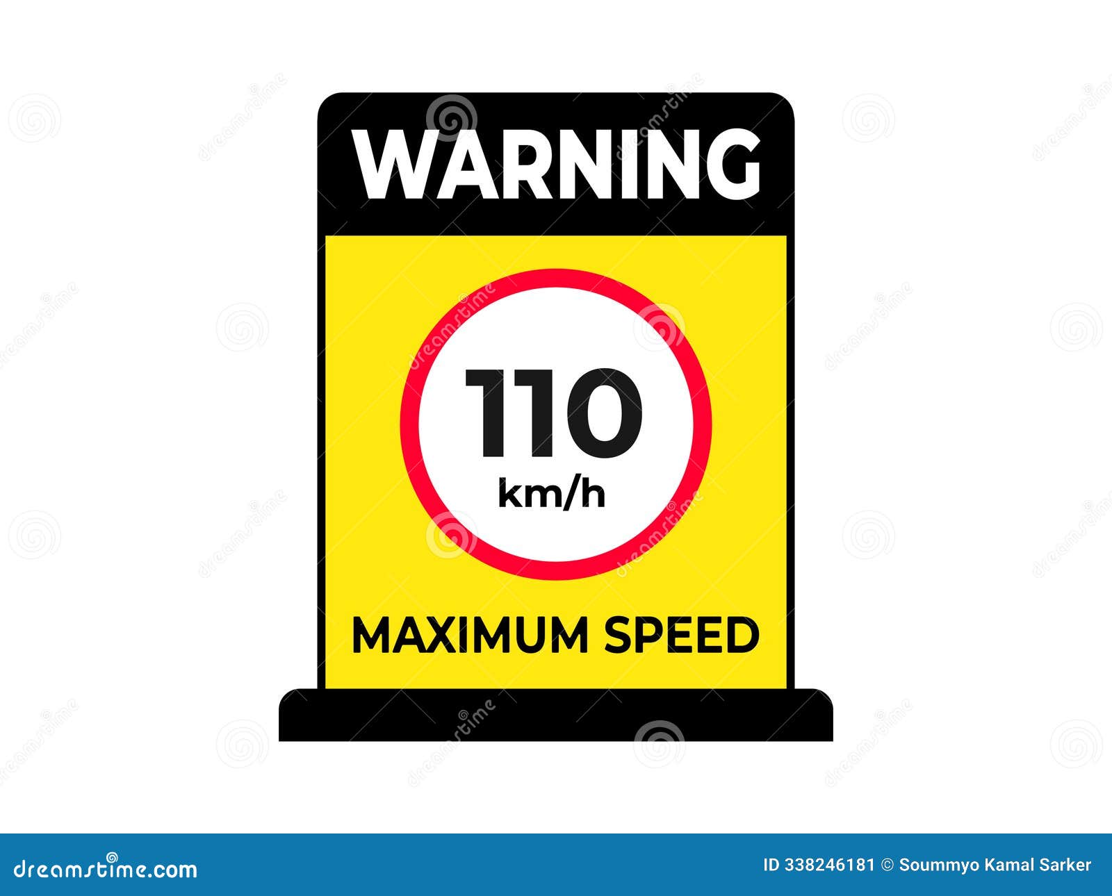 110 Km Per Hour Maximum Speed Limit Traffic Sign Illustration Stock ...