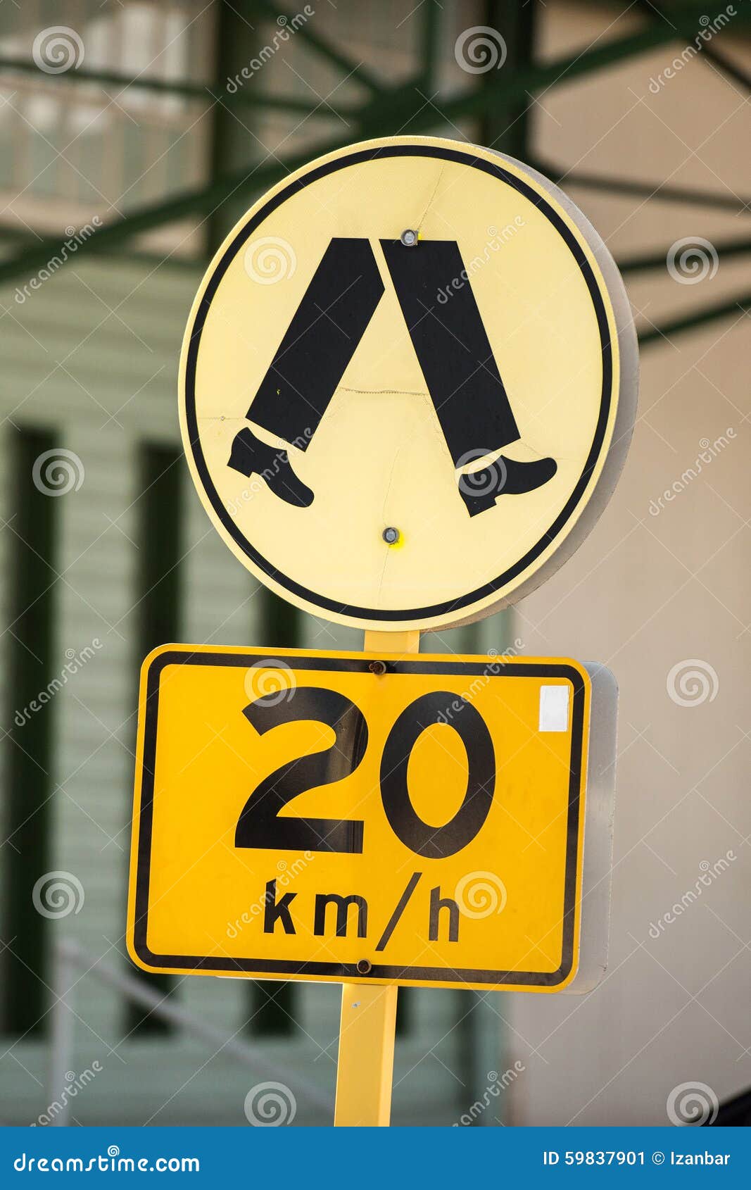 20 Km Speed Limit Sign Pedestrian Zone Stock Image - Image of limit ...