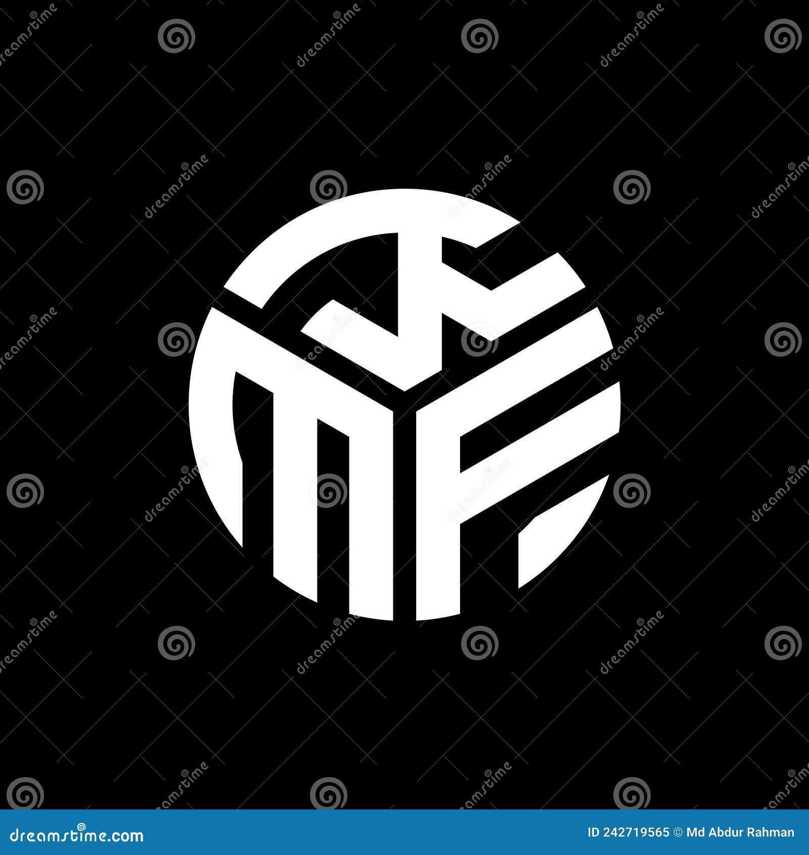 KMF Letter Logo Design on Black Background. KMF Creative Initials ...