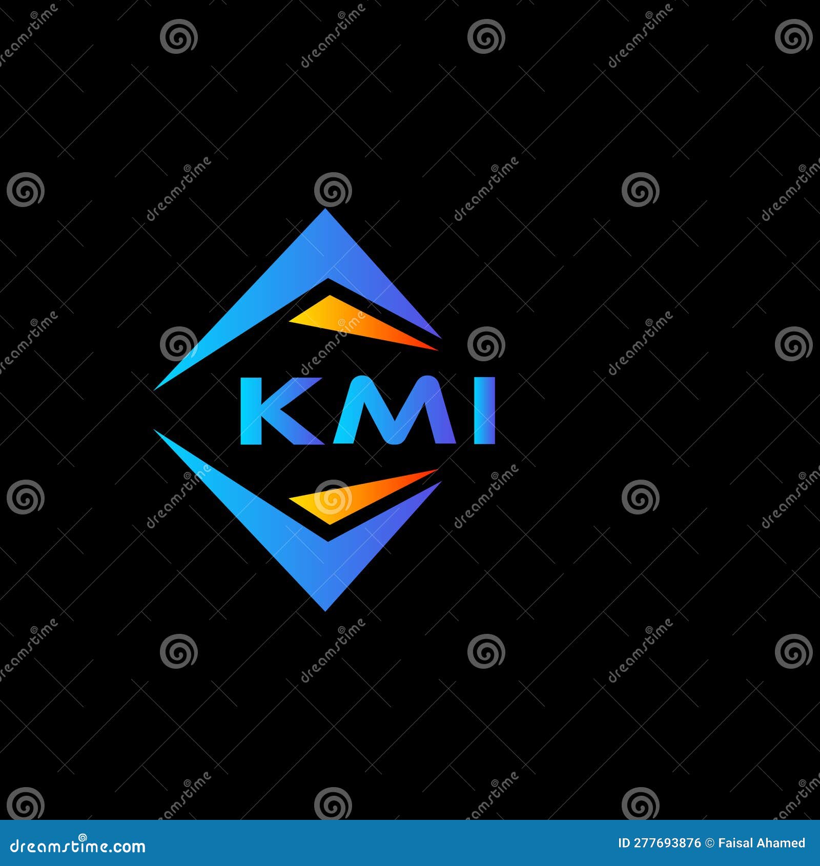 KMI Abstract Technology Logo Design on Black Background. KMI Creative ...