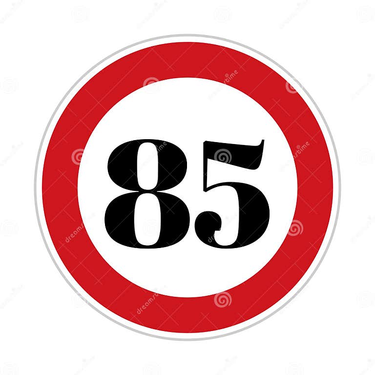 85 Kmph or Mph Speed Limit Sign Icon. Road Side Speed Indicator Safety ...