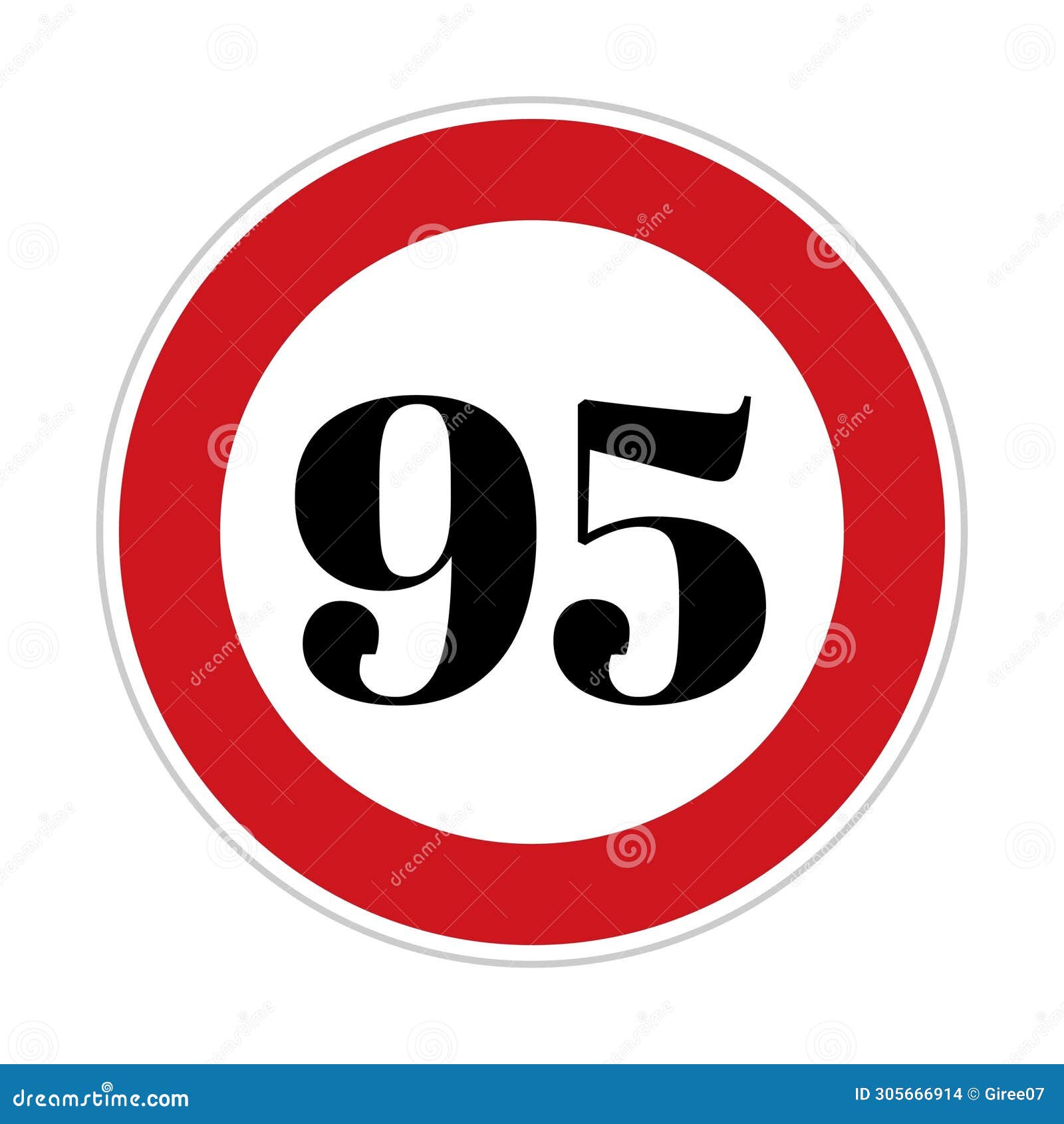95 Kmph Or Mph Speed Limit Sign Icon. Road Side Speed Indicator Safety ...