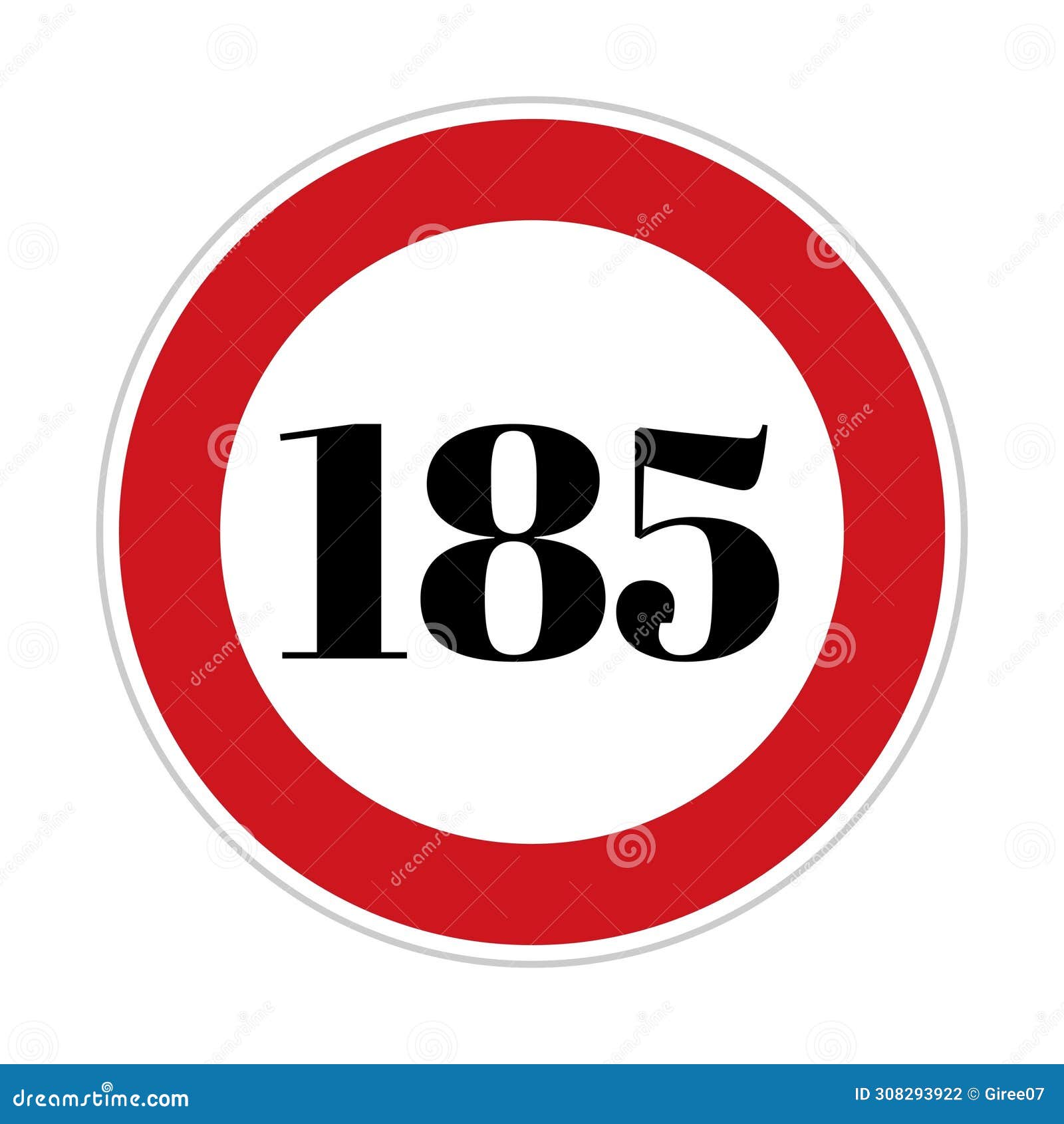 185 Kmph or Mph Speed Limit Sign Icon. Road Side Speed Indicator Safety ...