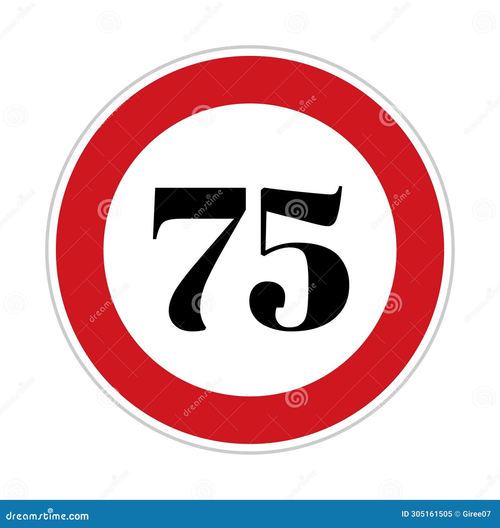 75 Kmph or Mph Speed Limit Sign Icon. Road Side Speed Indicator Safety ...