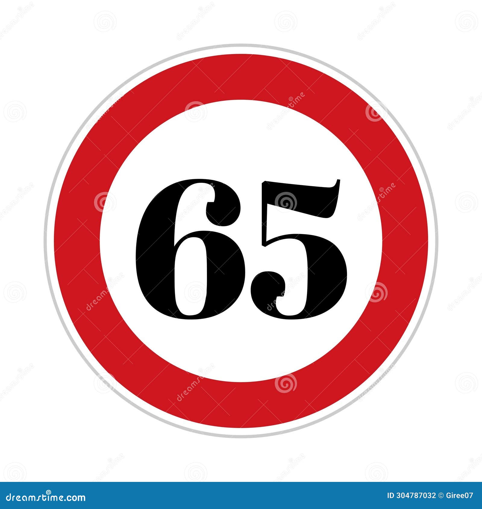 65 Kmph or Mph Speed Limit Sign Icon. Road Side Speed Indicator Safety ...