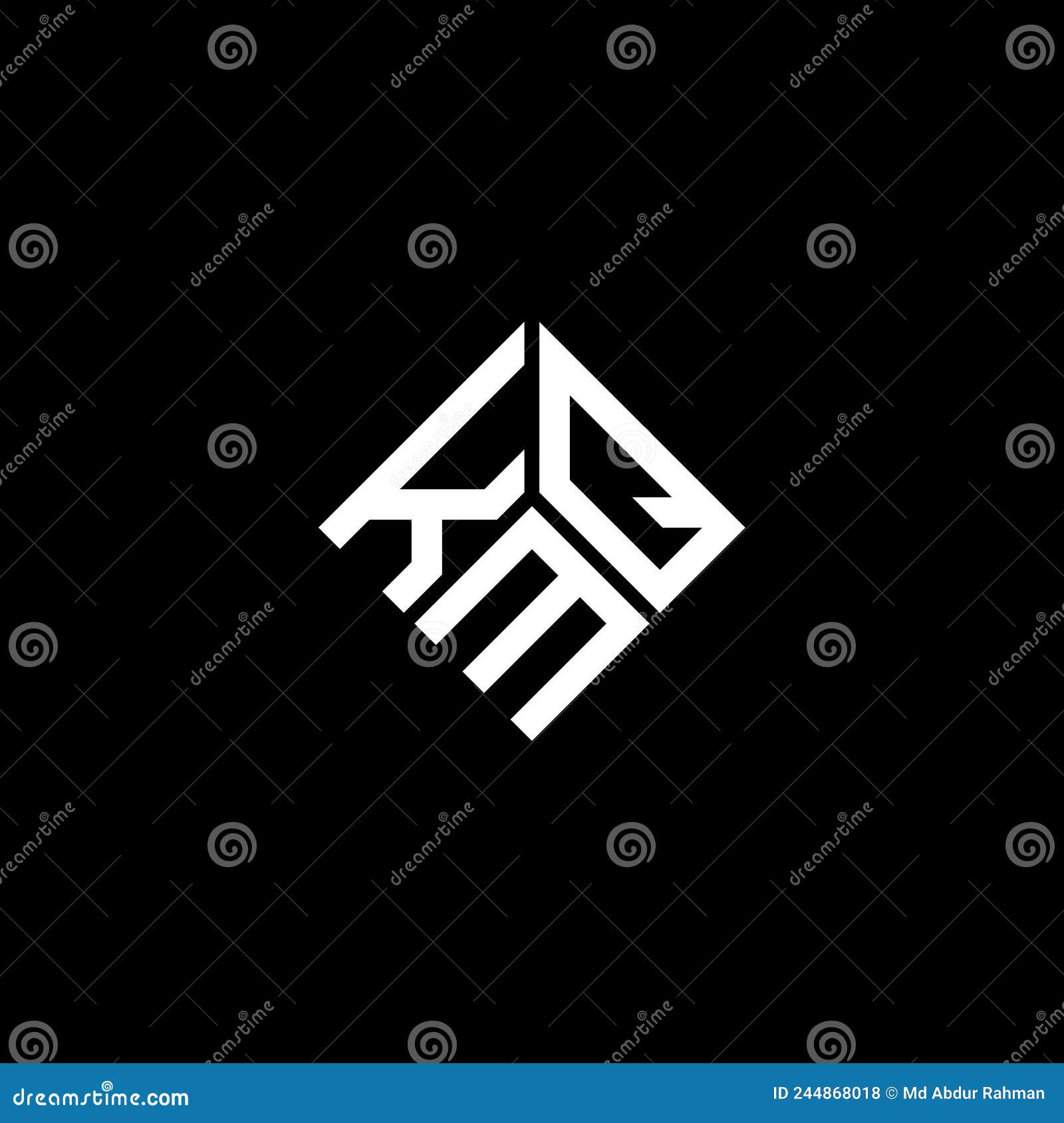 KMQ Letter Logo Design on Black Background. KMQ Creative Initials ...