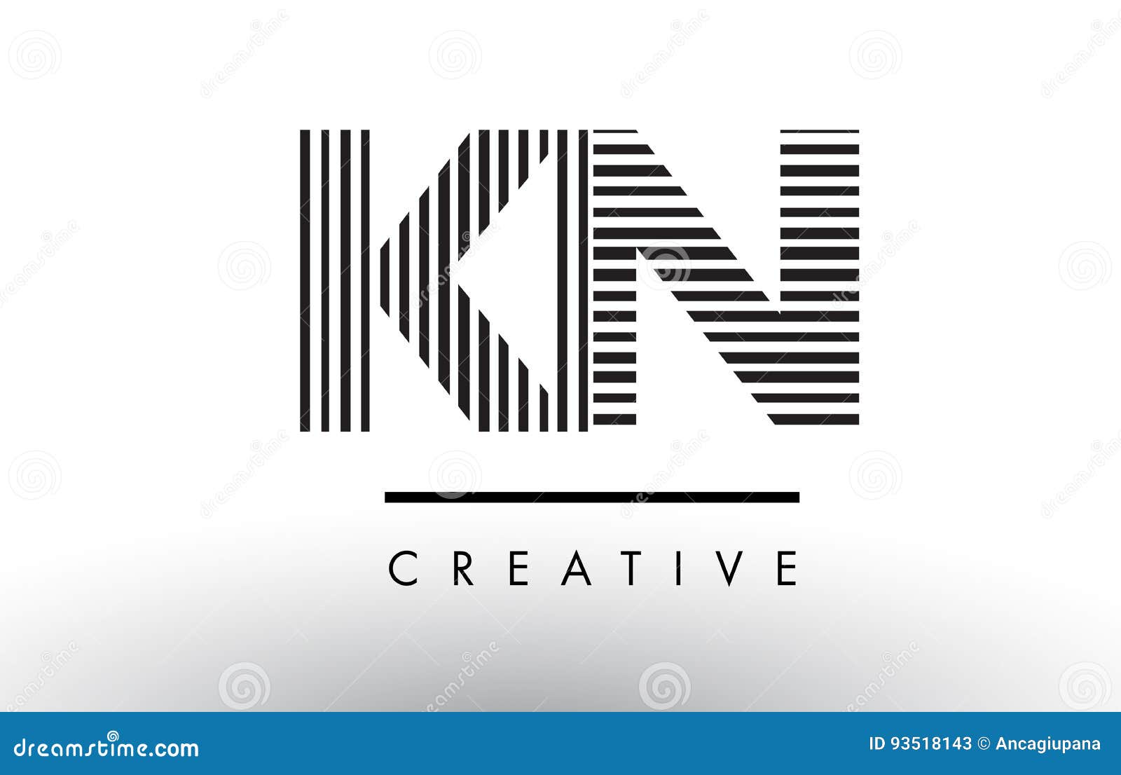 KN K N Black and White Lines Letter Logo Design. Stock Vector ...