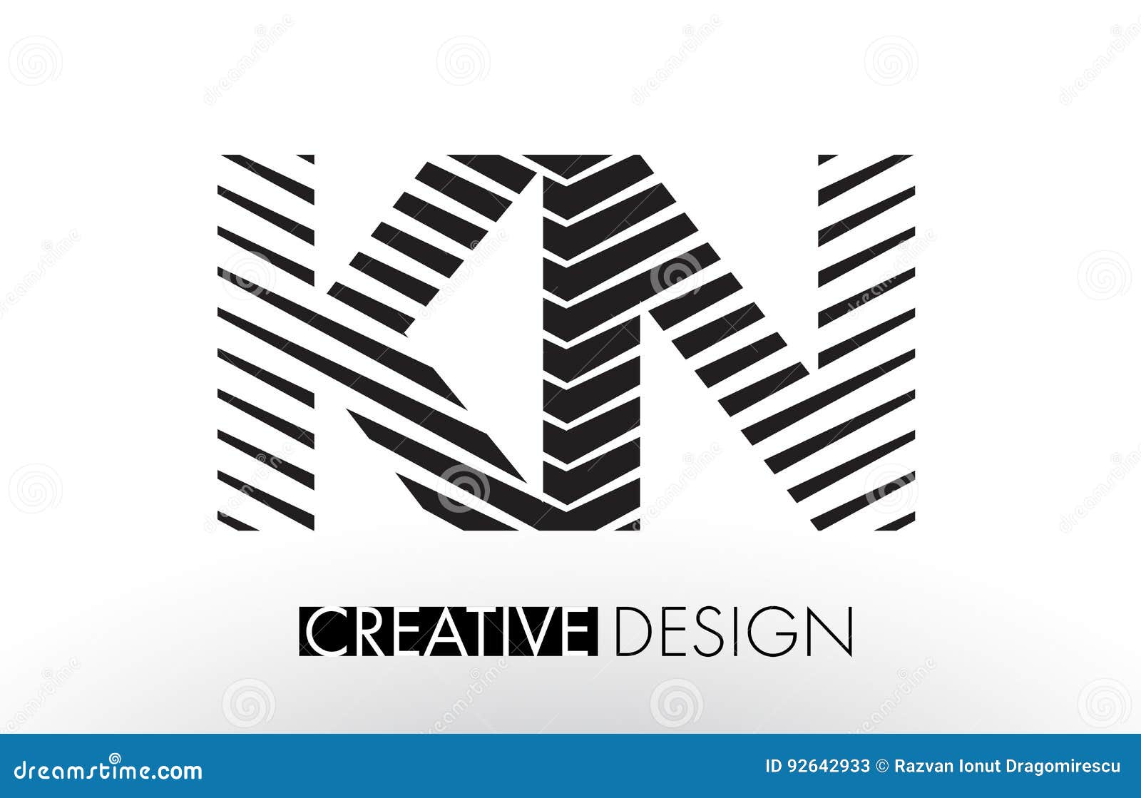 KN K N Lines Letter Design with Creative Elegant Zebra Stock Vector ...