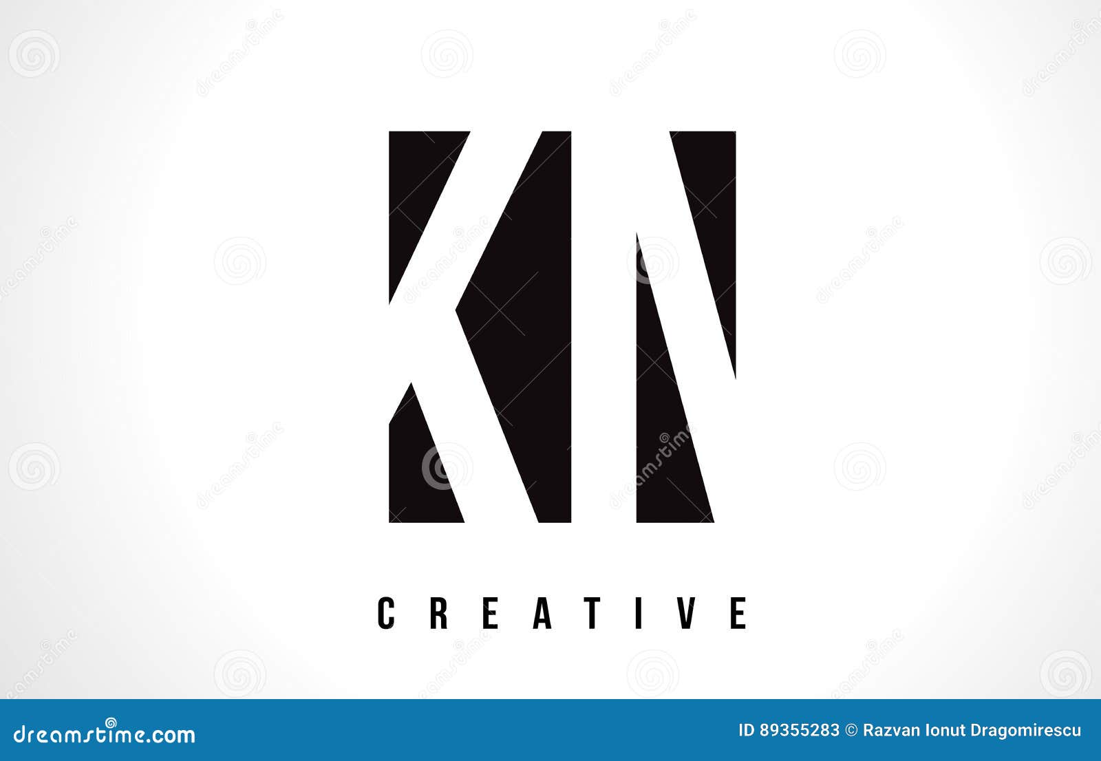 KN K N White Letter Logo Design with Black Square. Stock Vector ...