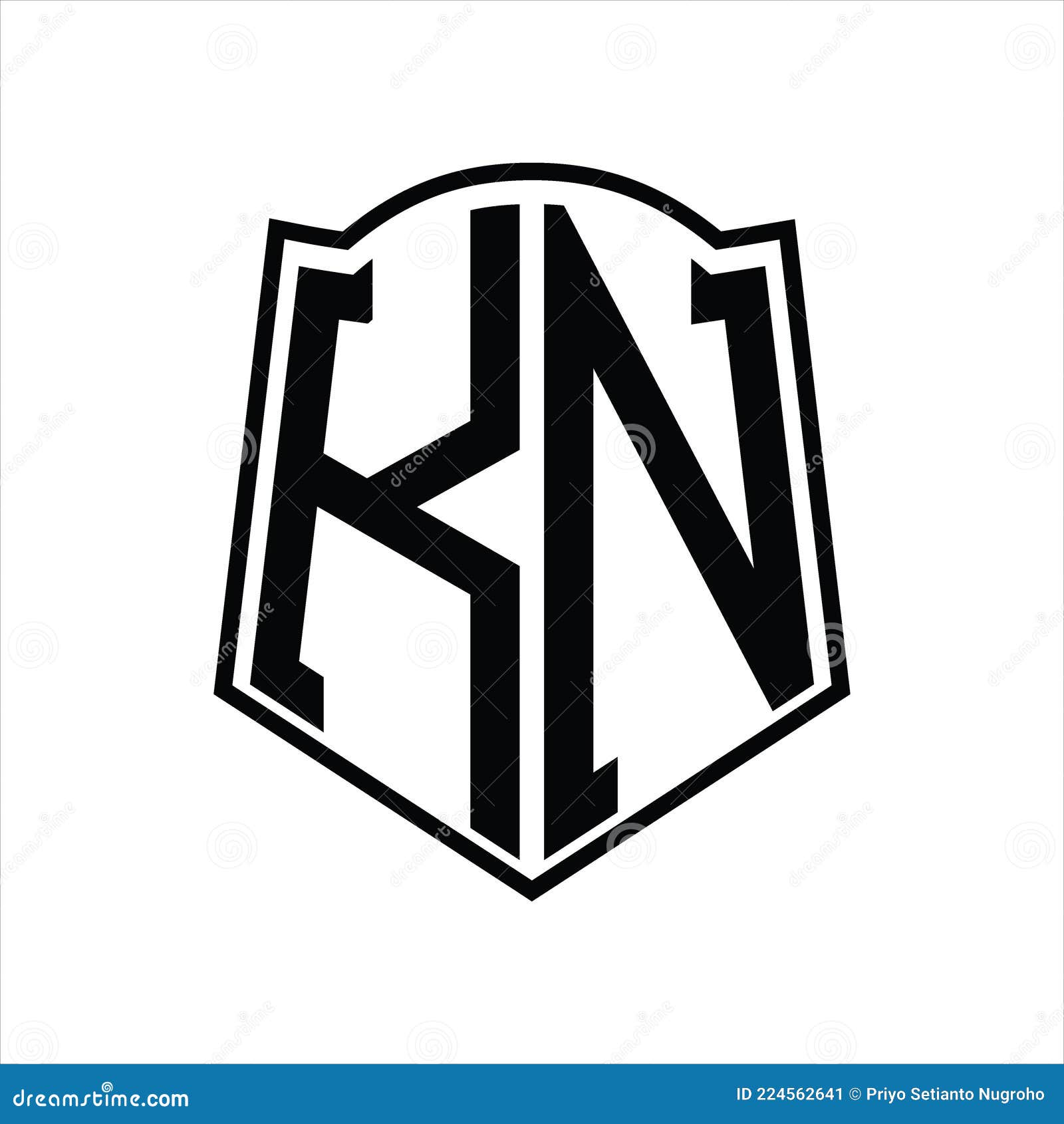 KN Logo Monogram with Shield Shape Outline Design Template Stock Vector ...