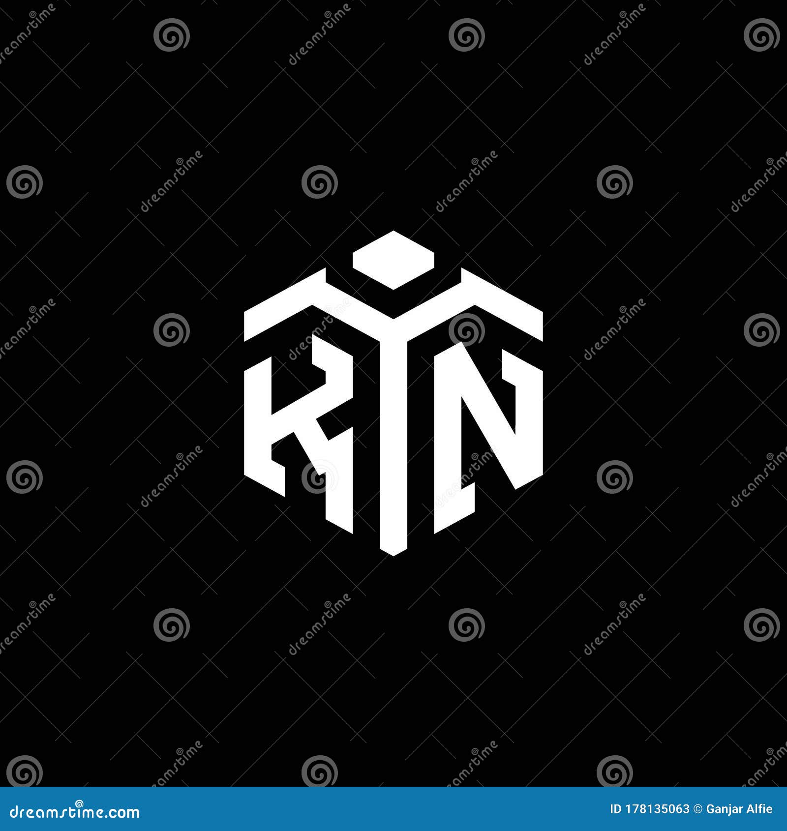 KN Monogram Logo with Abstract Hexagon Style Design Template Stock ...