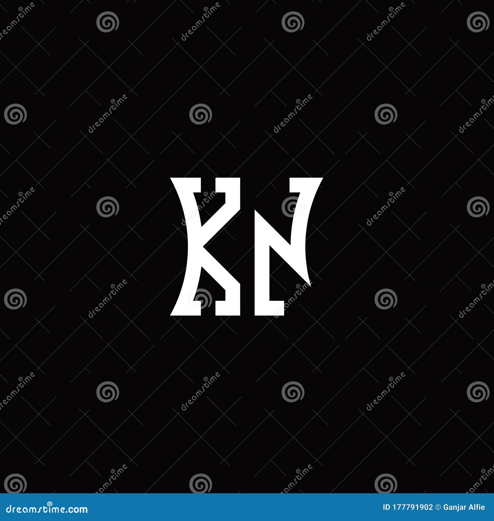 KN Monogram Logo Letter with Curved Side Style Stock Vector ...