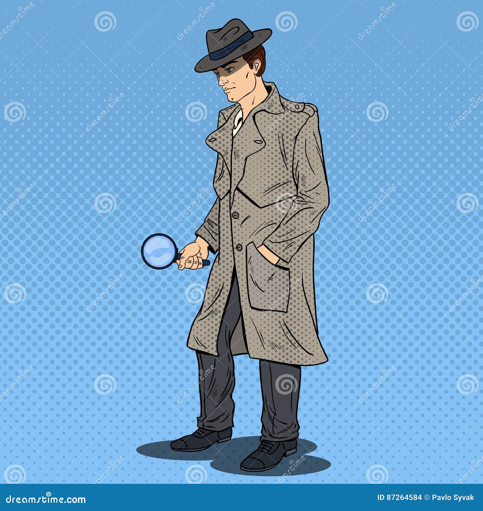 Knall Art Detective Searching Mit Lupe Vektor Abbildung - Illustration ...