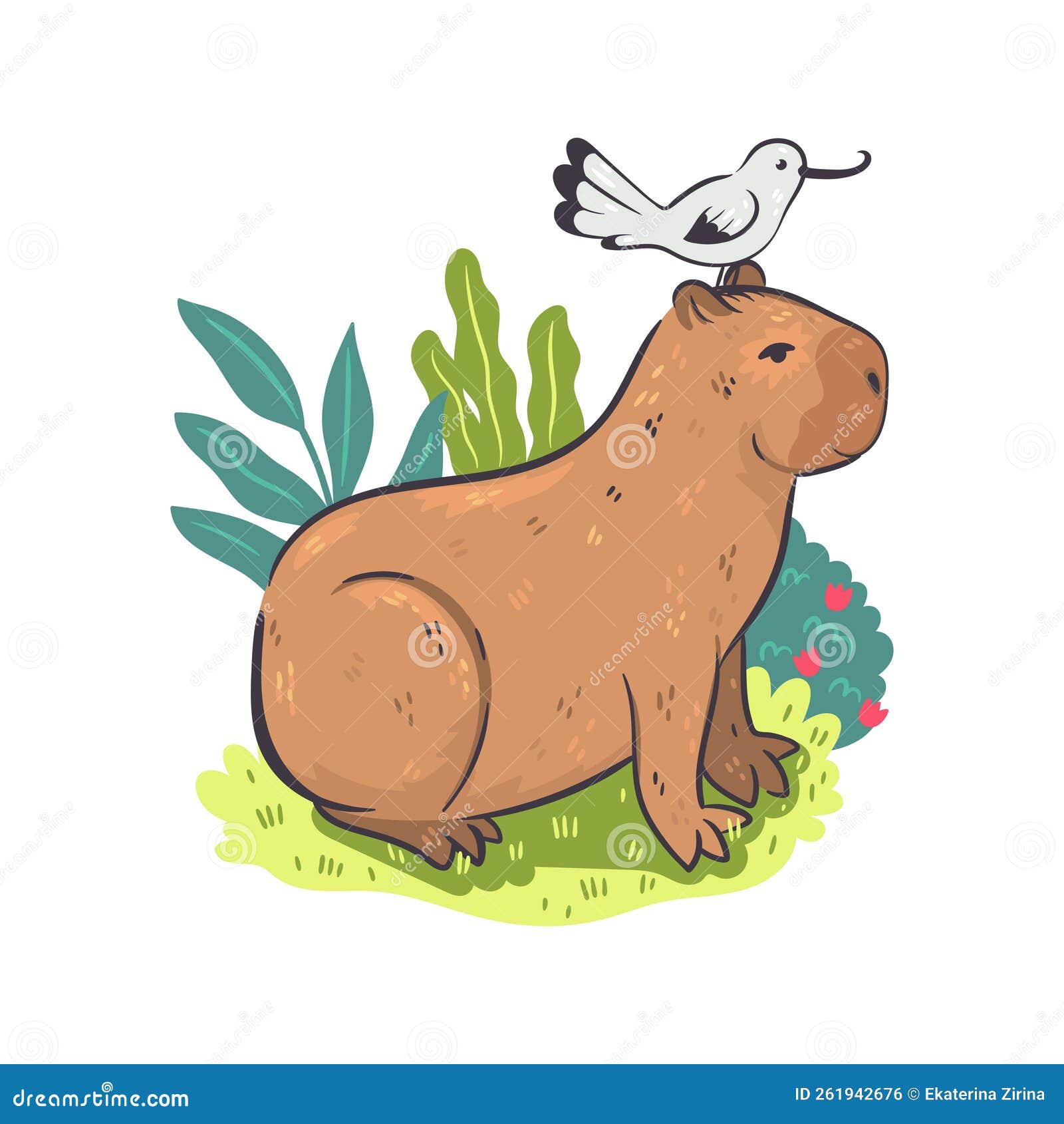 Knap Capybara Geïsoleerd Op Witte Achtergrond. Vectorafbeeldingen ...