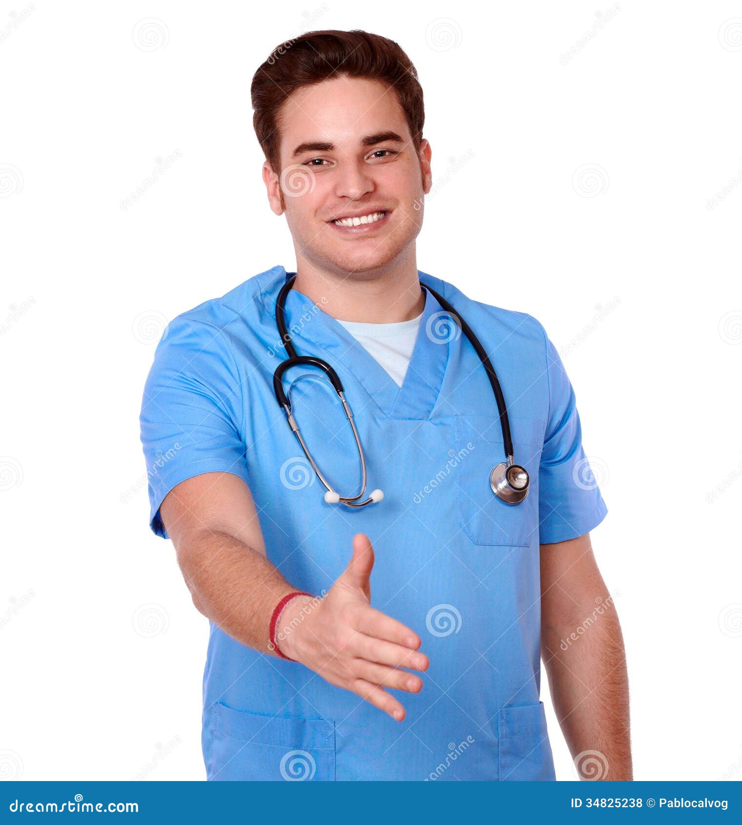 Knappe Verpleger Met Groetgebaar Stock Foto - Image of glimlach, één ...