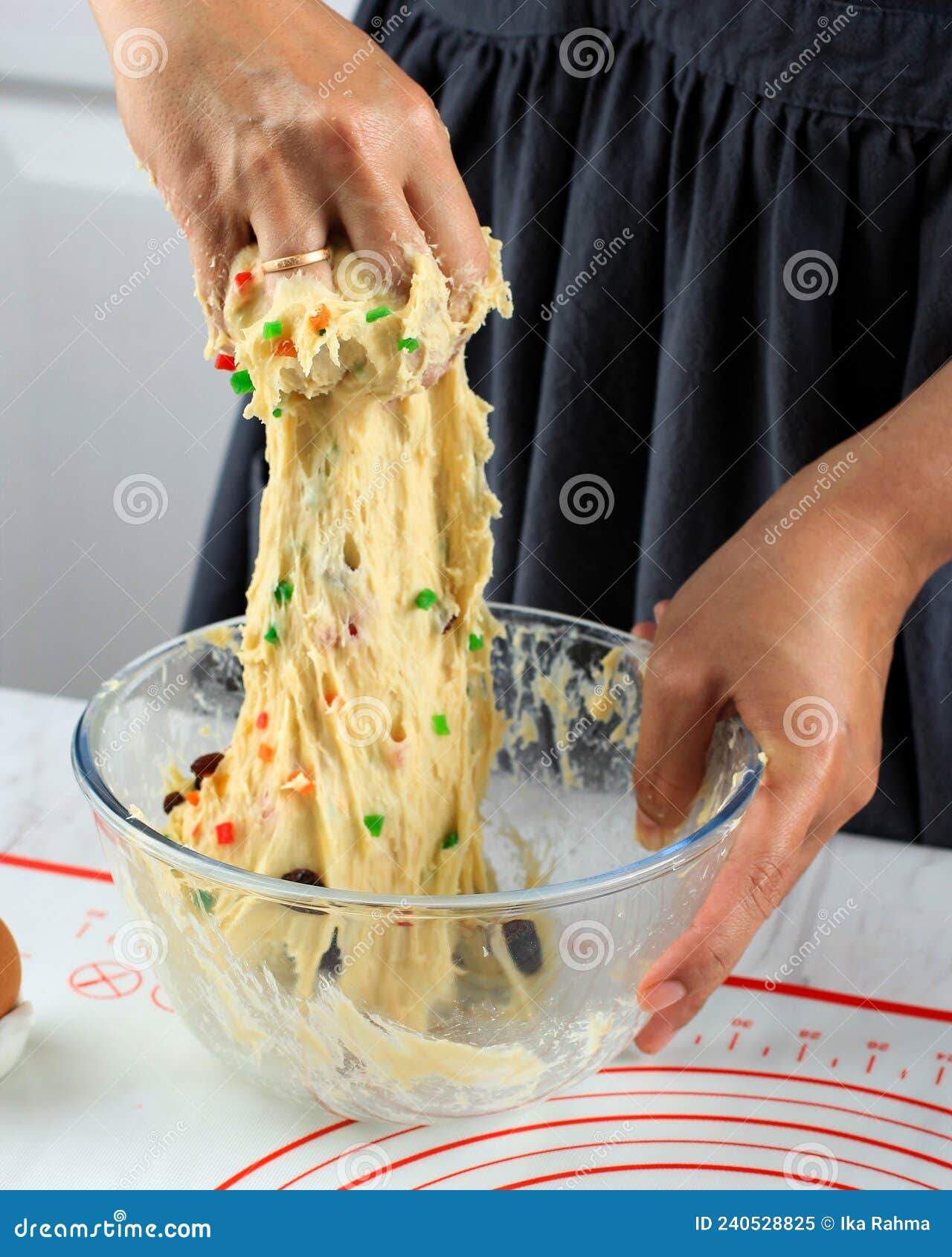 Kneading Bread Fruit Cake stock image. Image of gourmet - 240528825