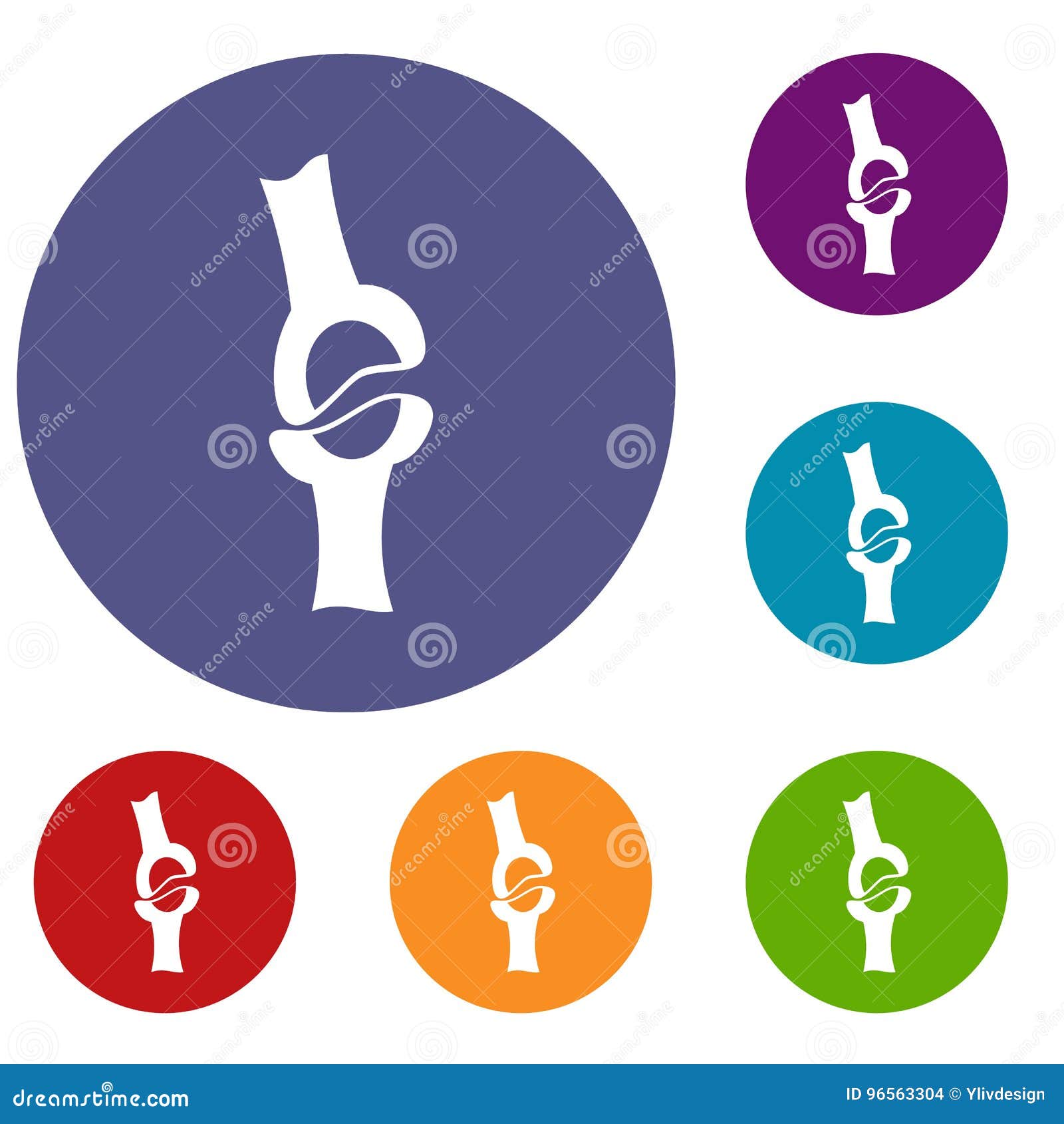 Knee joint icons set stock vector. Illustration of disease - 96563304