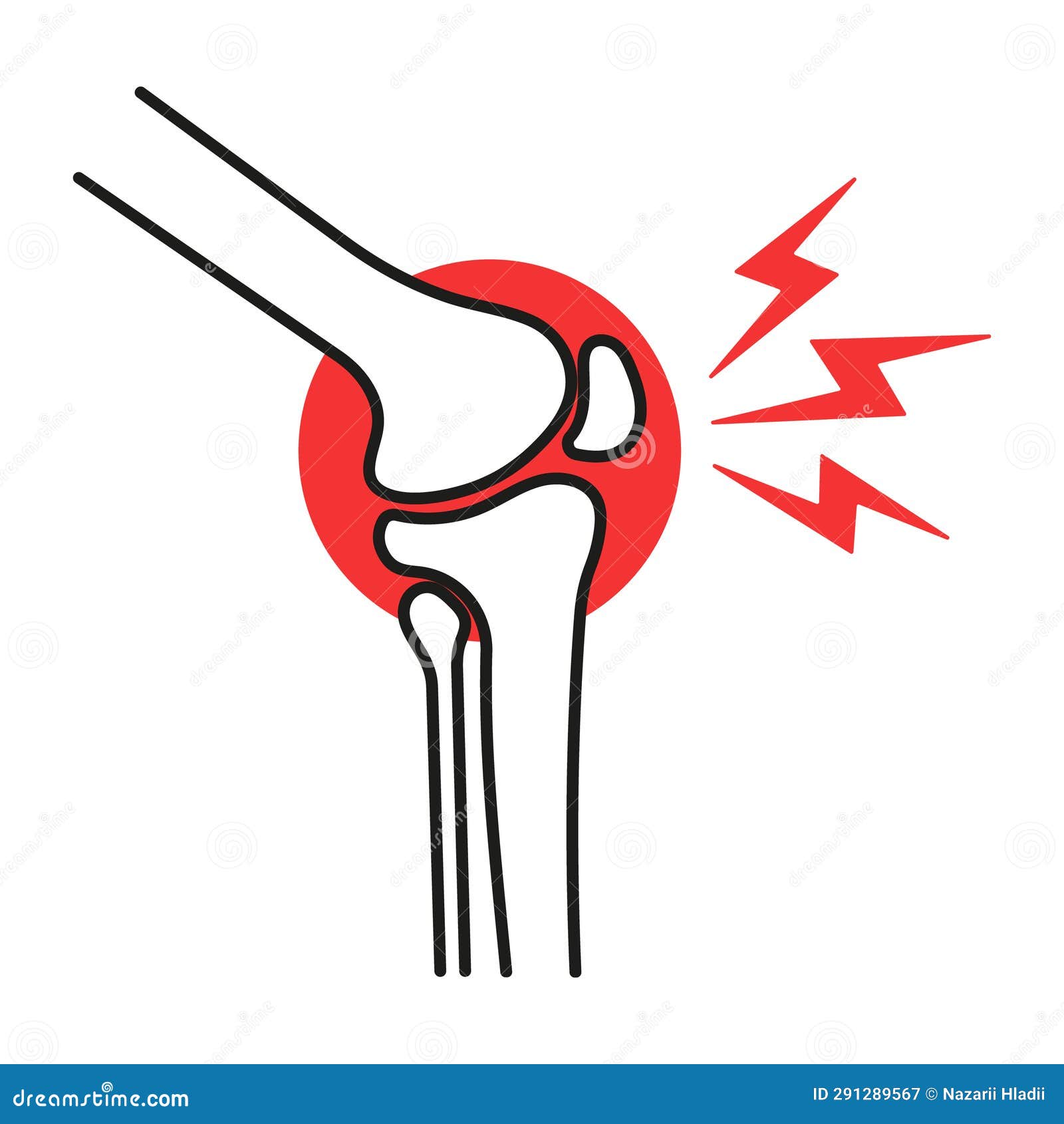 Knee Pain Icon in Linear Style. Stock Vector - Illustration of skeleton ...