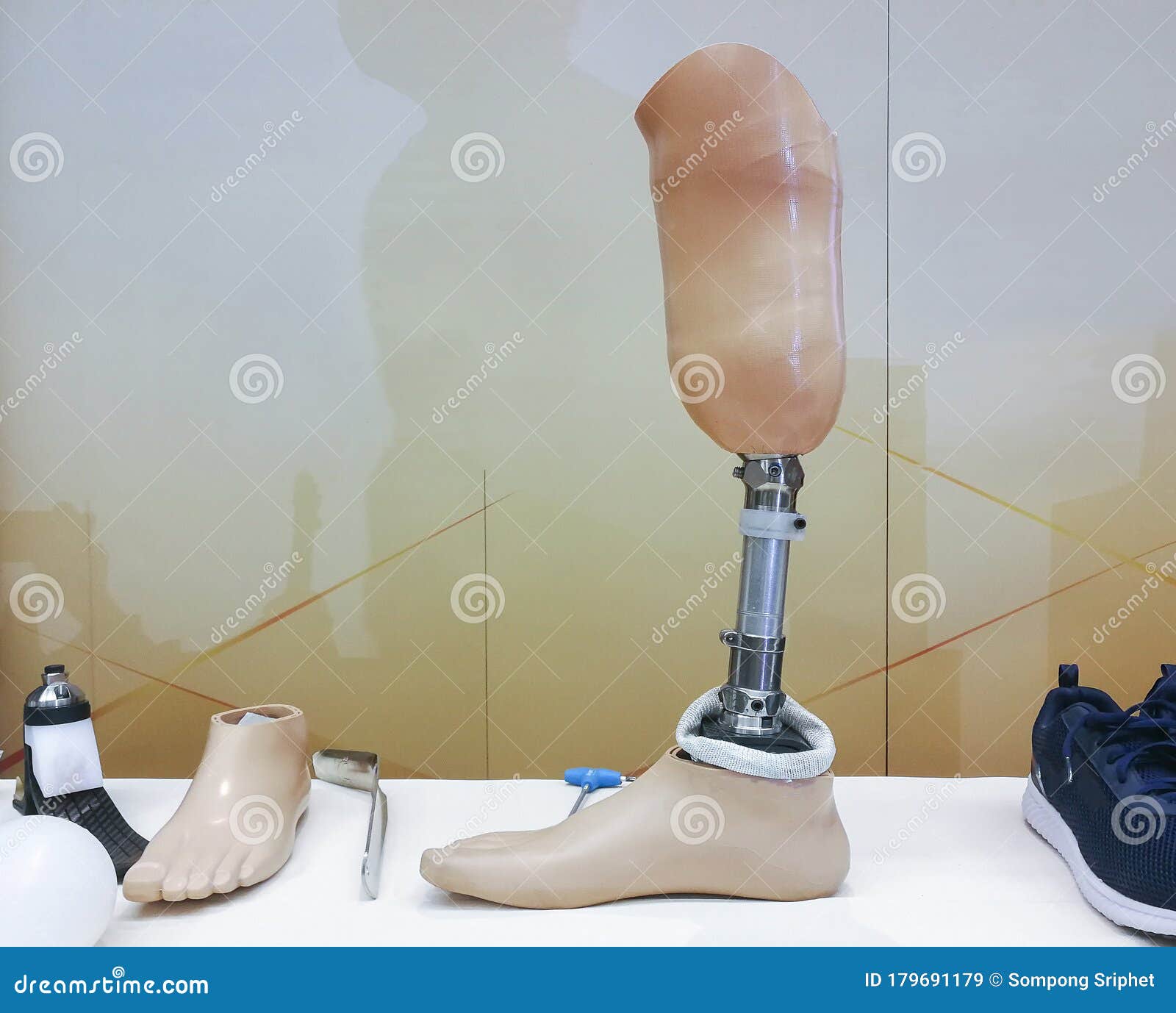 Knee Prosthesis Below of Disabled Human Stock Image - Image of human ...