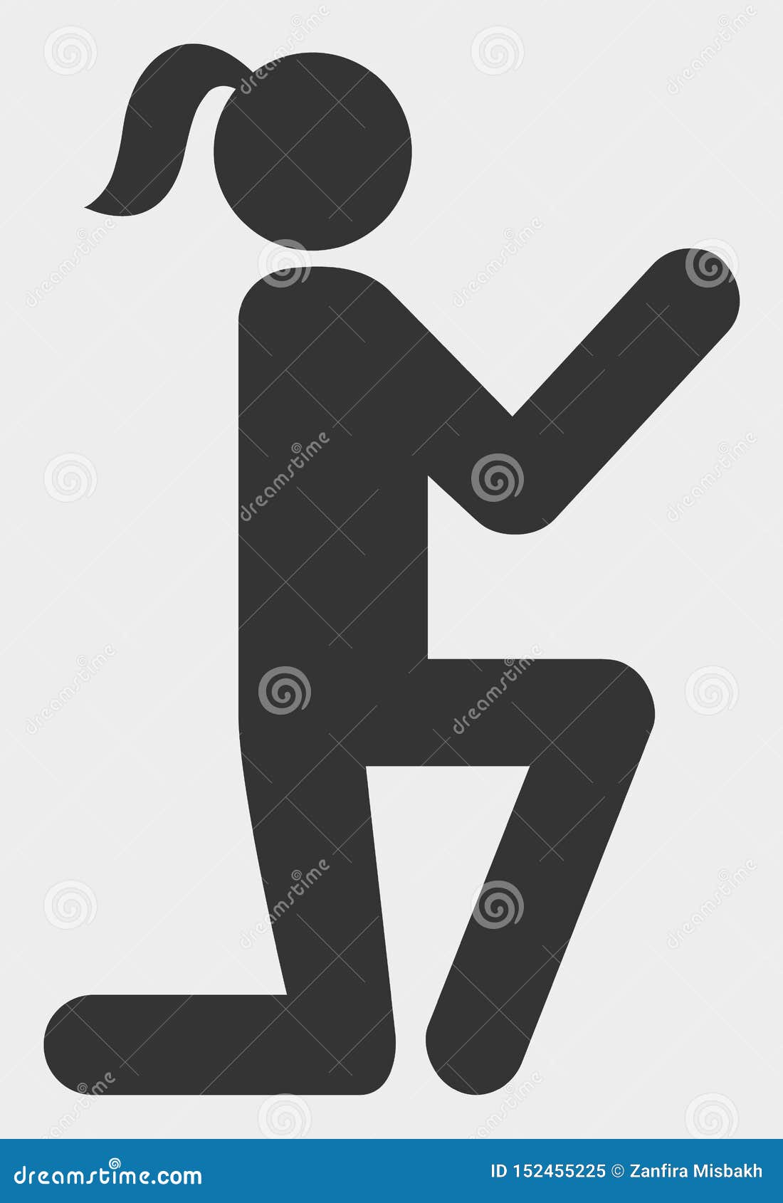 Knee Standing Girl Vector Icon Illustration Stock Vector - Illustration ...